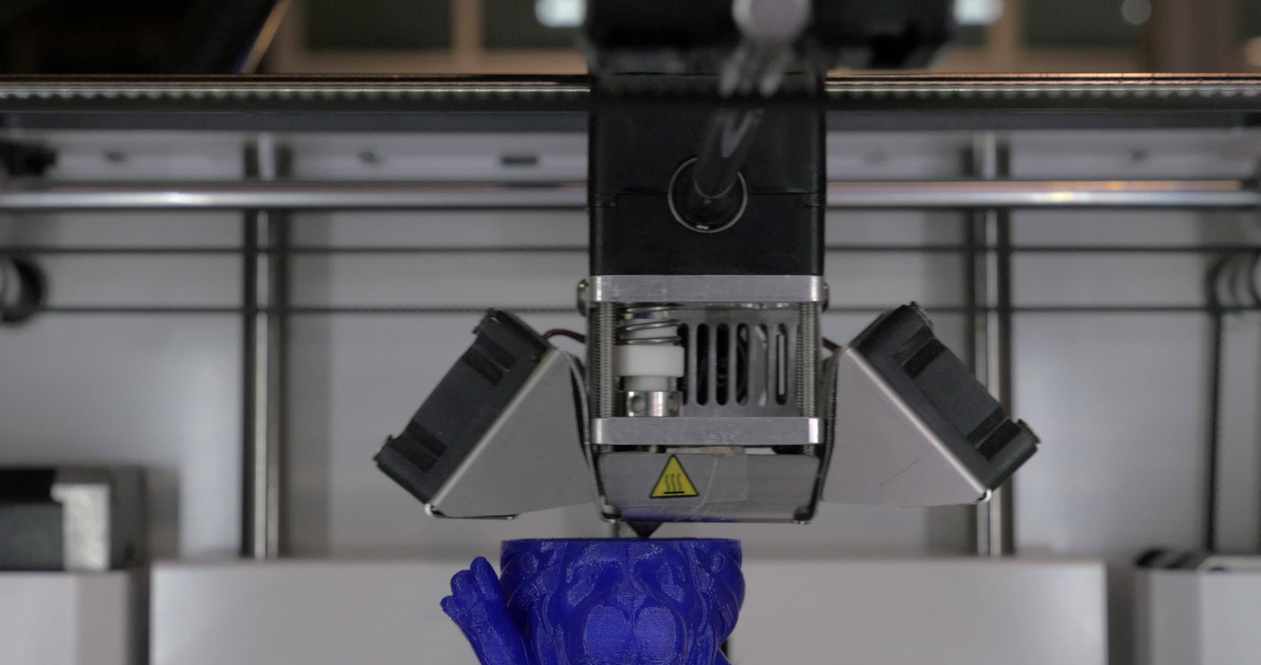 Creating Object From Blue Plastic With 3d Printer 30528141 Stock Video 8752