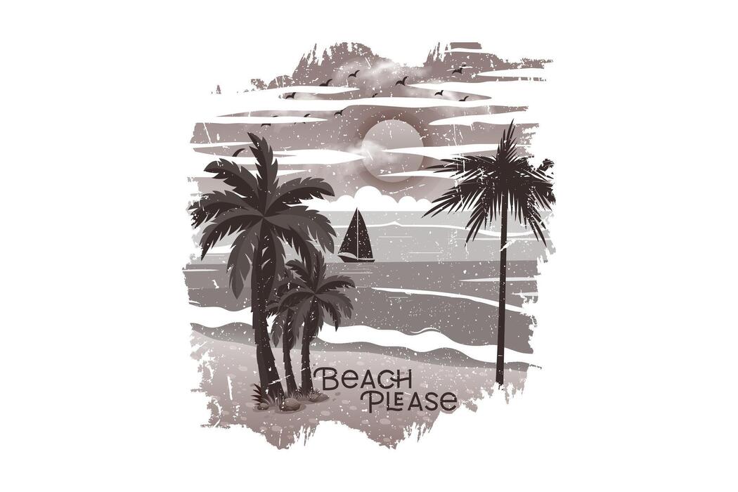 Vintage Beach Scene Vector Art, Icons, and Graphics for Free Download