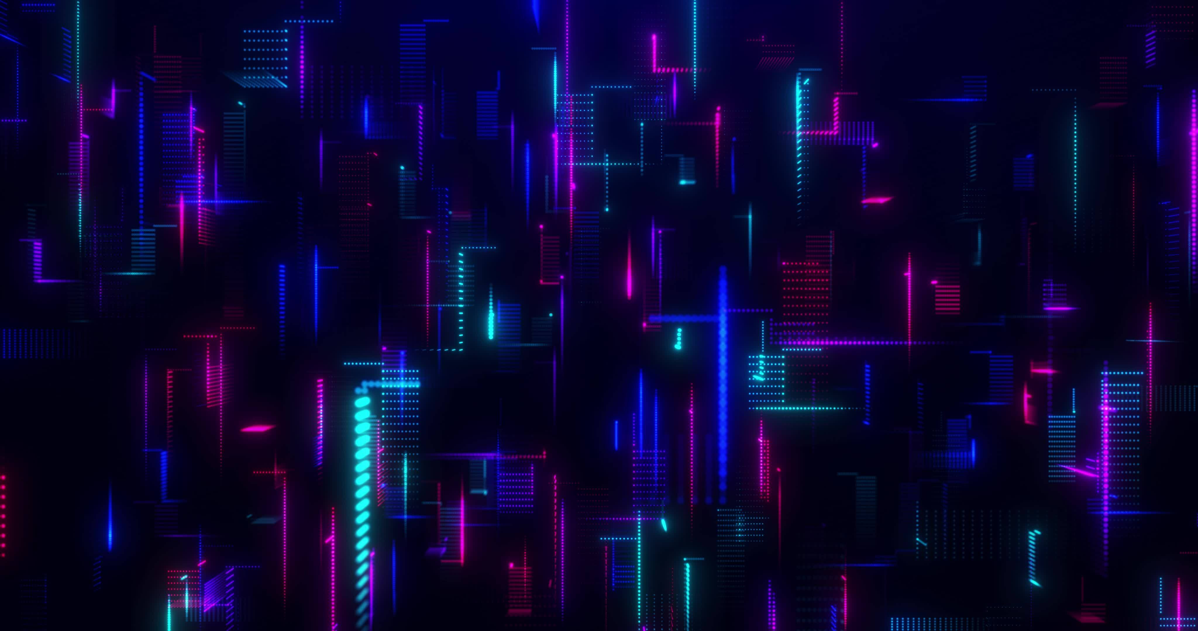 Digital cyber mesh with particles in virtual space, high speed connection, big data, data ...