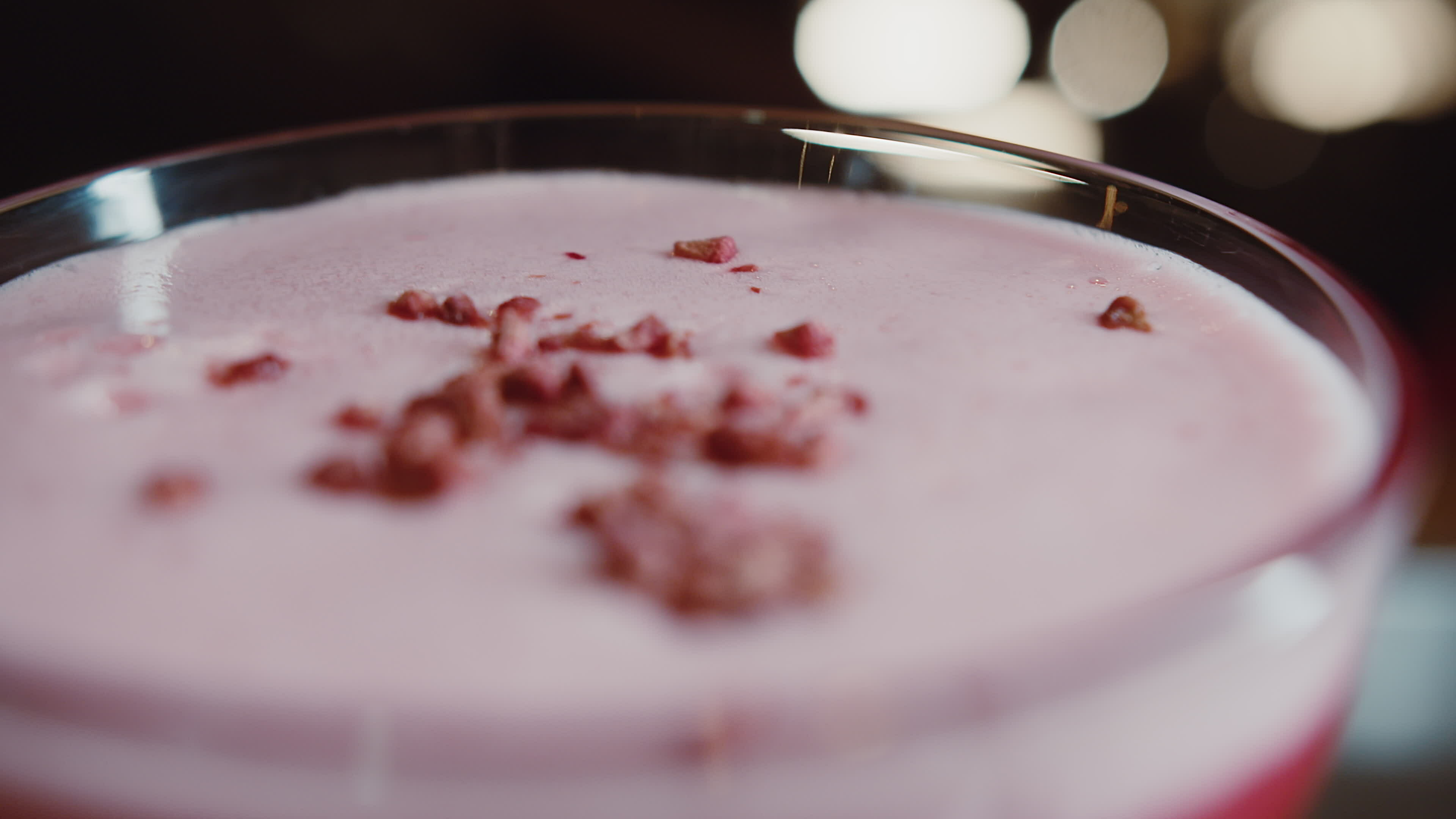 Ready Made Cocktail In A Glass With Foam And Sprinkles 30920935 Stock Video At Vecteezy