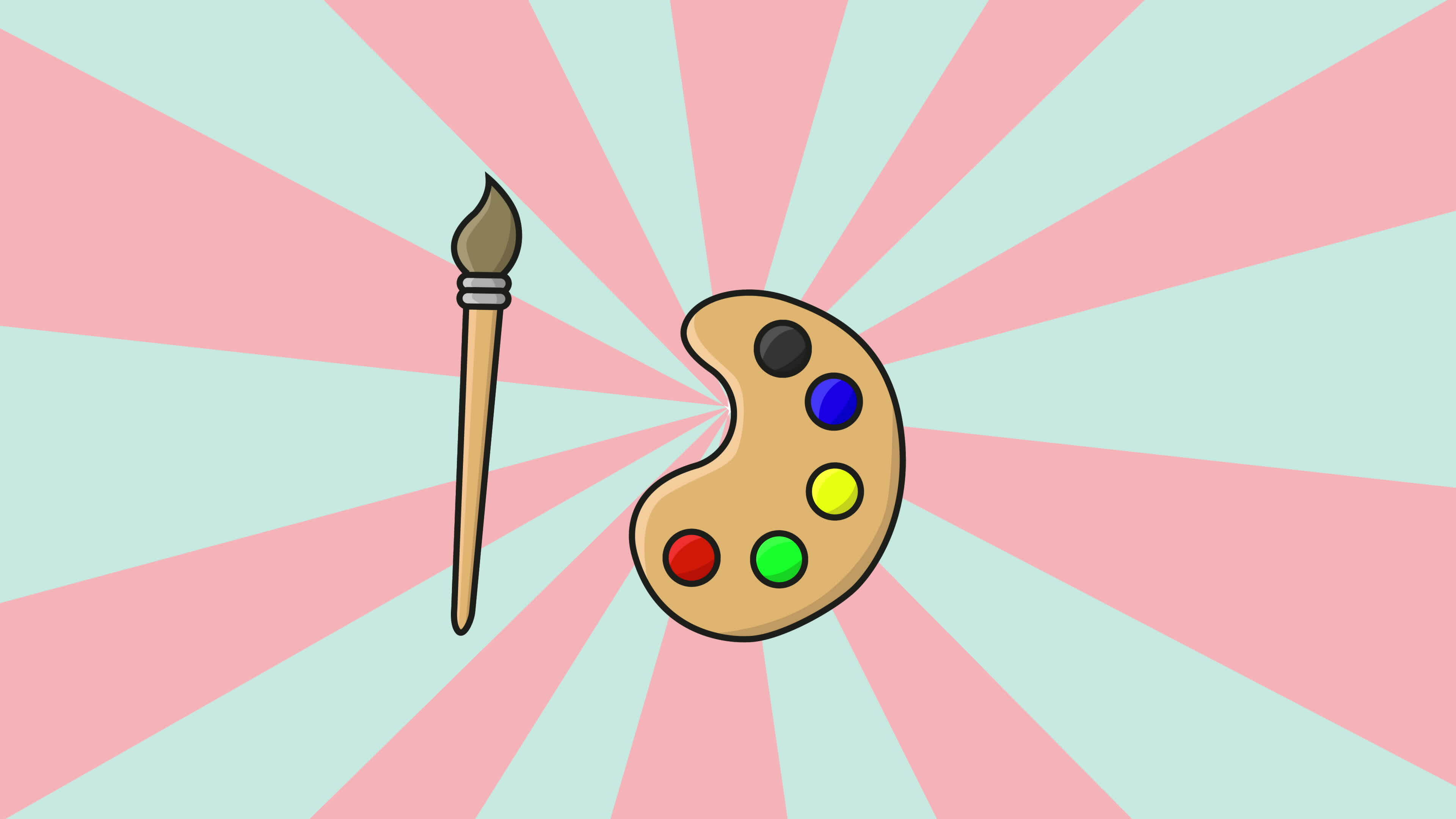 animated video of color palette icons and painting brushes with a ...