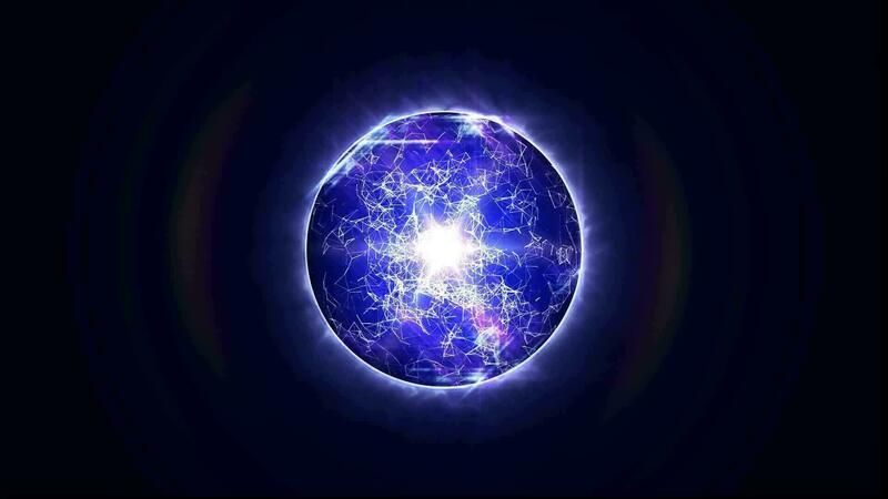 3d glowing cosmic sphere animation in the Universe. Animated 3d sphere made of shining particles ...