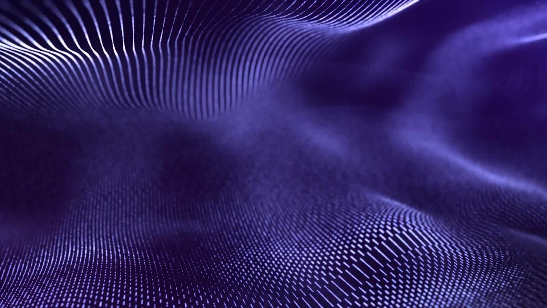 Abstract Blue Waves Lines From Particles And Dots Of Energetic Magic With Glow Effect And Blur