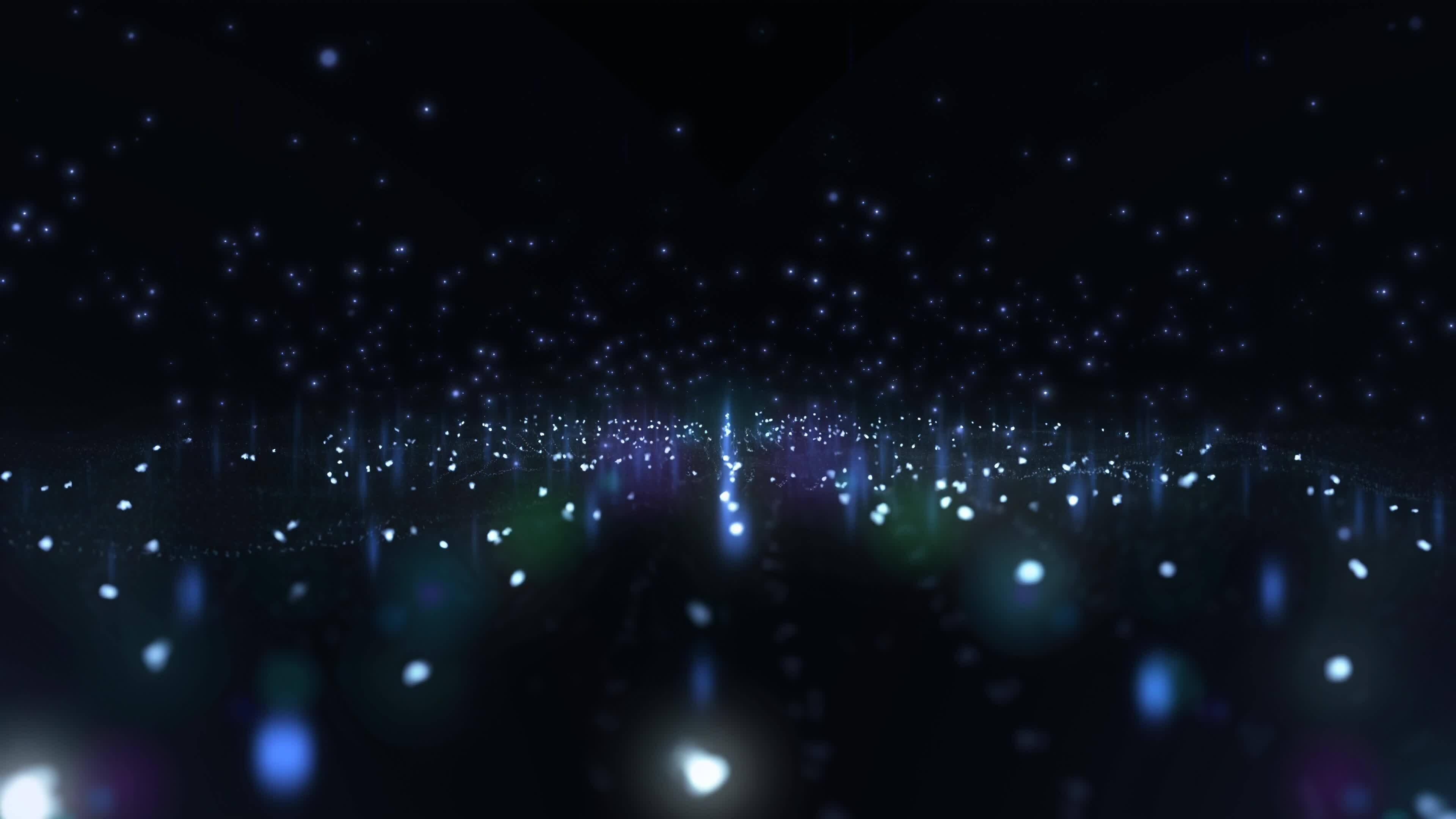 Abstract Loopable 4k Motion Waving Dots Texture With Glowing Defocused Particles In Night Cyber