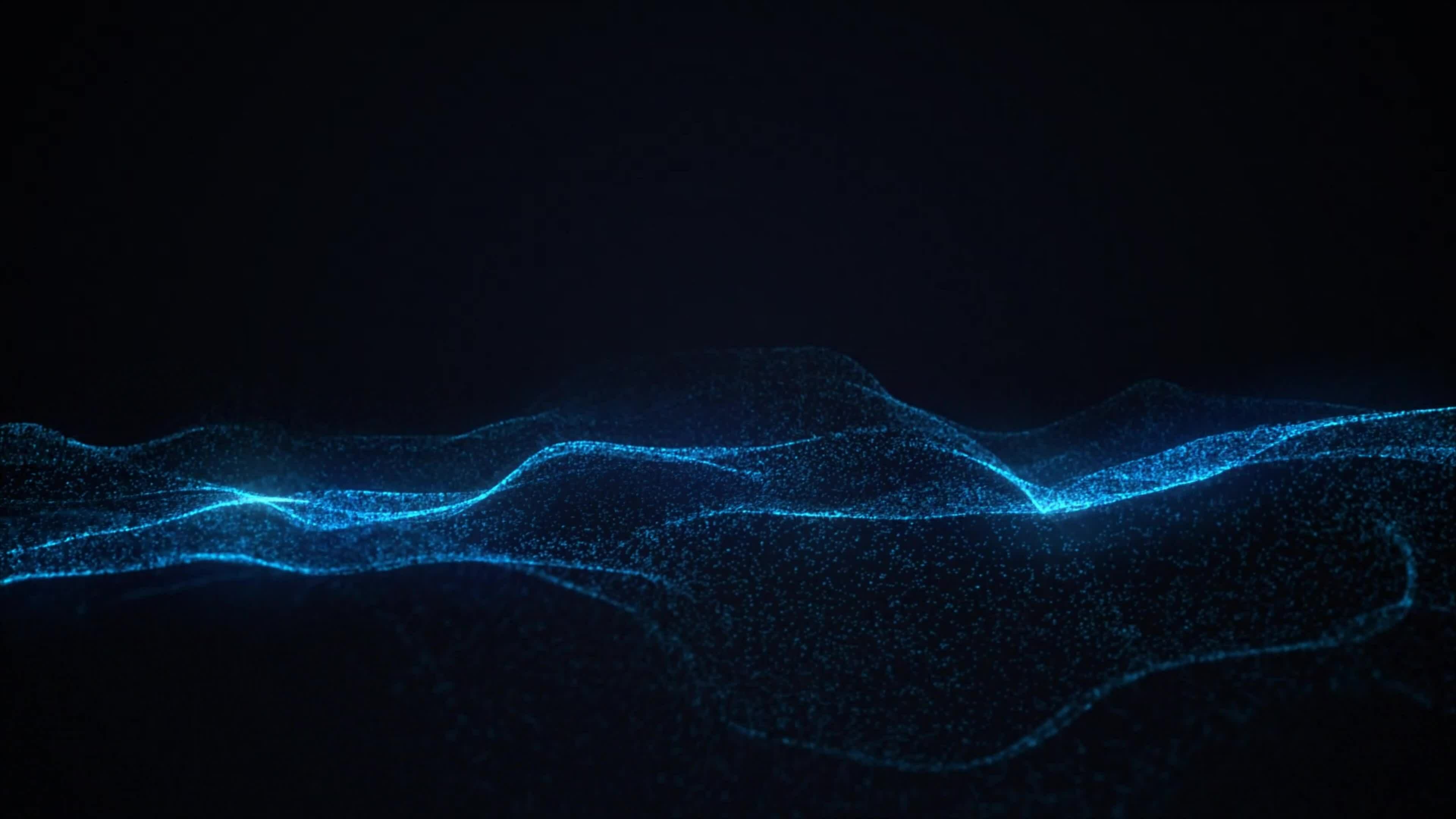 Blue Color Digital Particles Wave Flow Cyberspace Abstract Motion