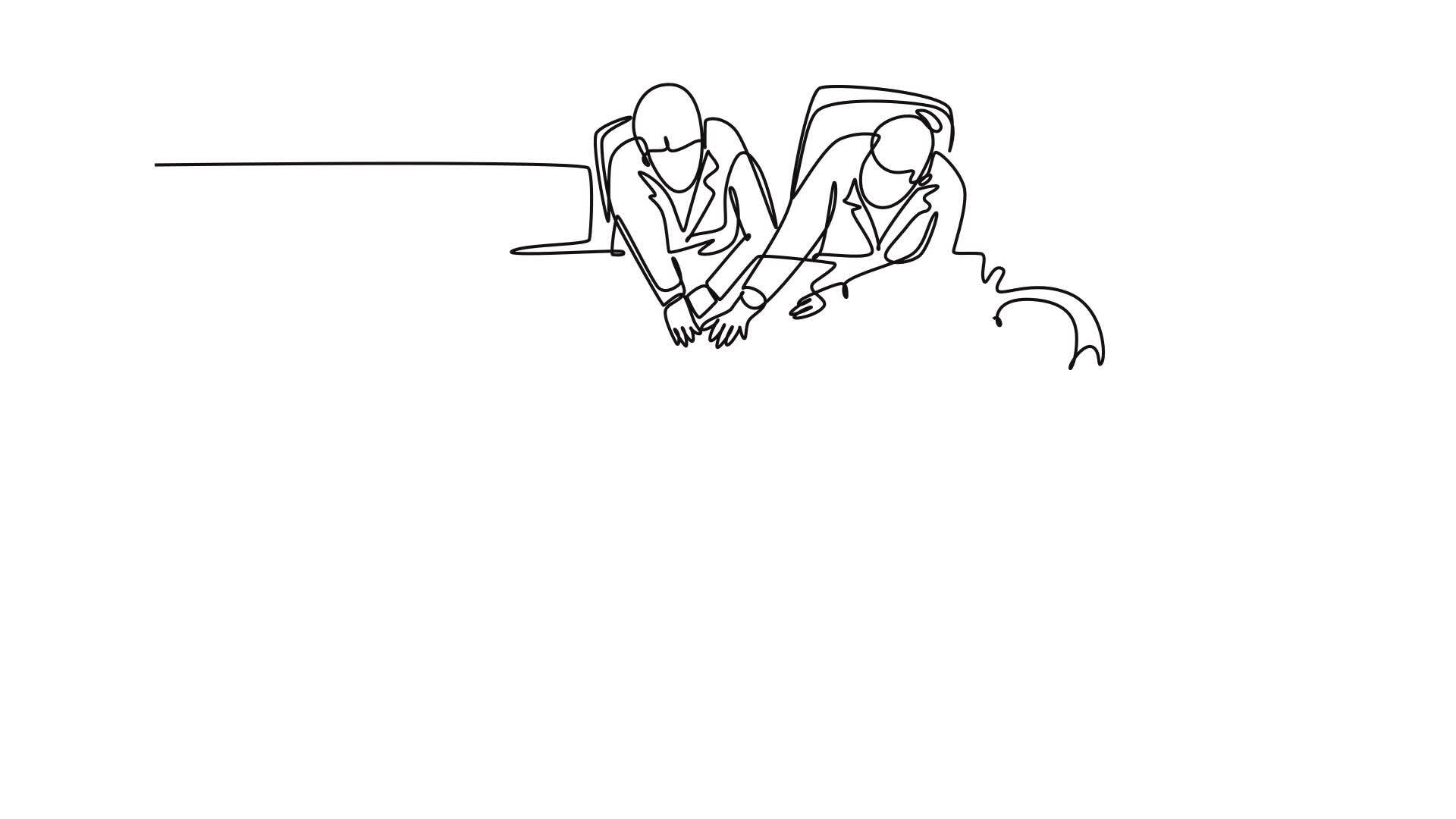 Animated Self Drawing Continuous Line Draw Top View Group Of Businessmen And Businesswomen