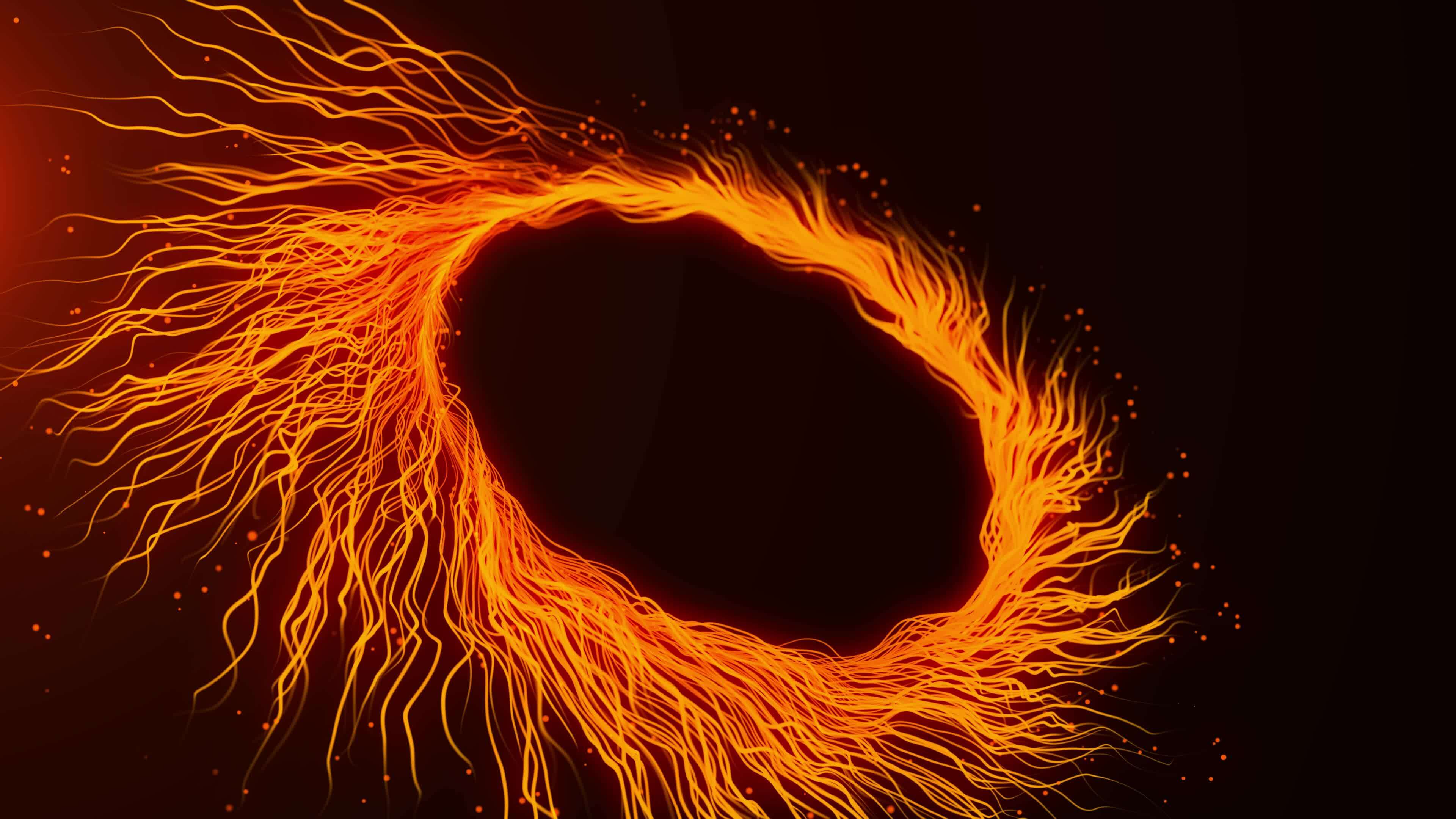 Abstract Glowing E Particles Flying In A Spiral In A Whirlwind Of