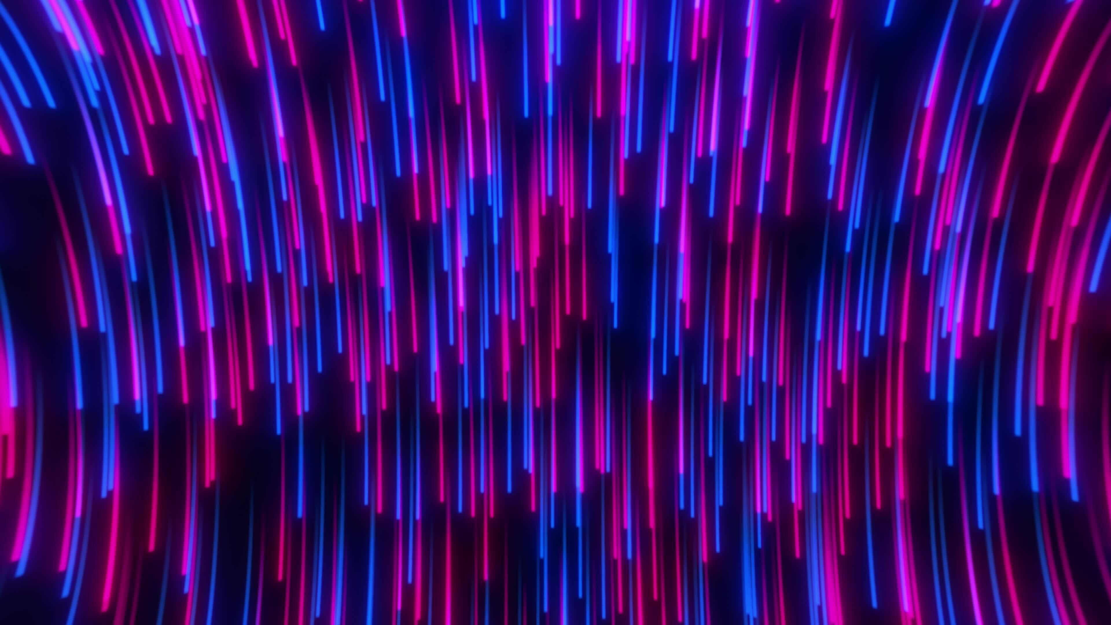 Bright neon particle flow in cyberpunk. Stream of luminous lines ...