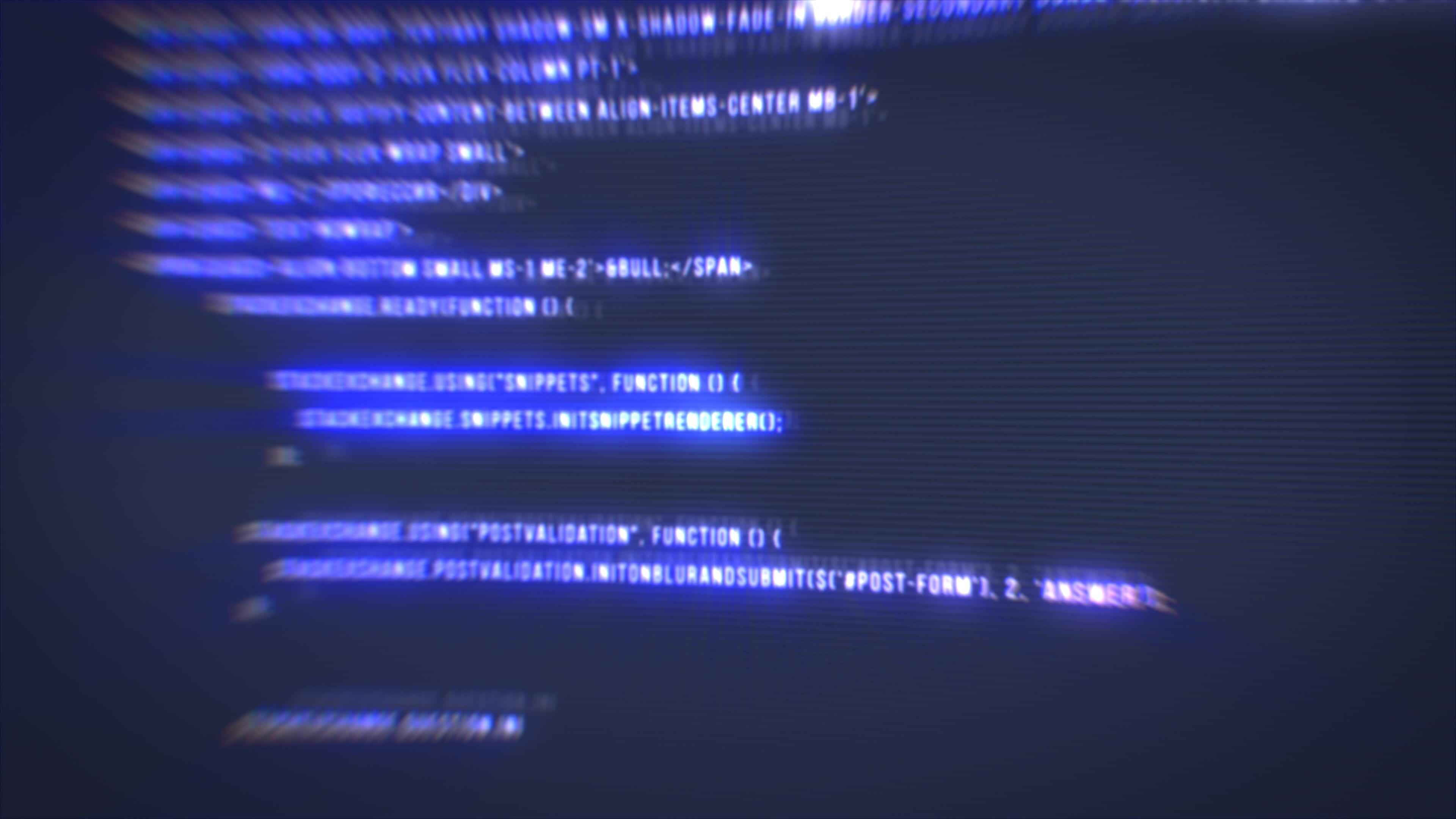 The Process Of Writing A Digital Code By A Programmer In A Programming Language Glowing Letters