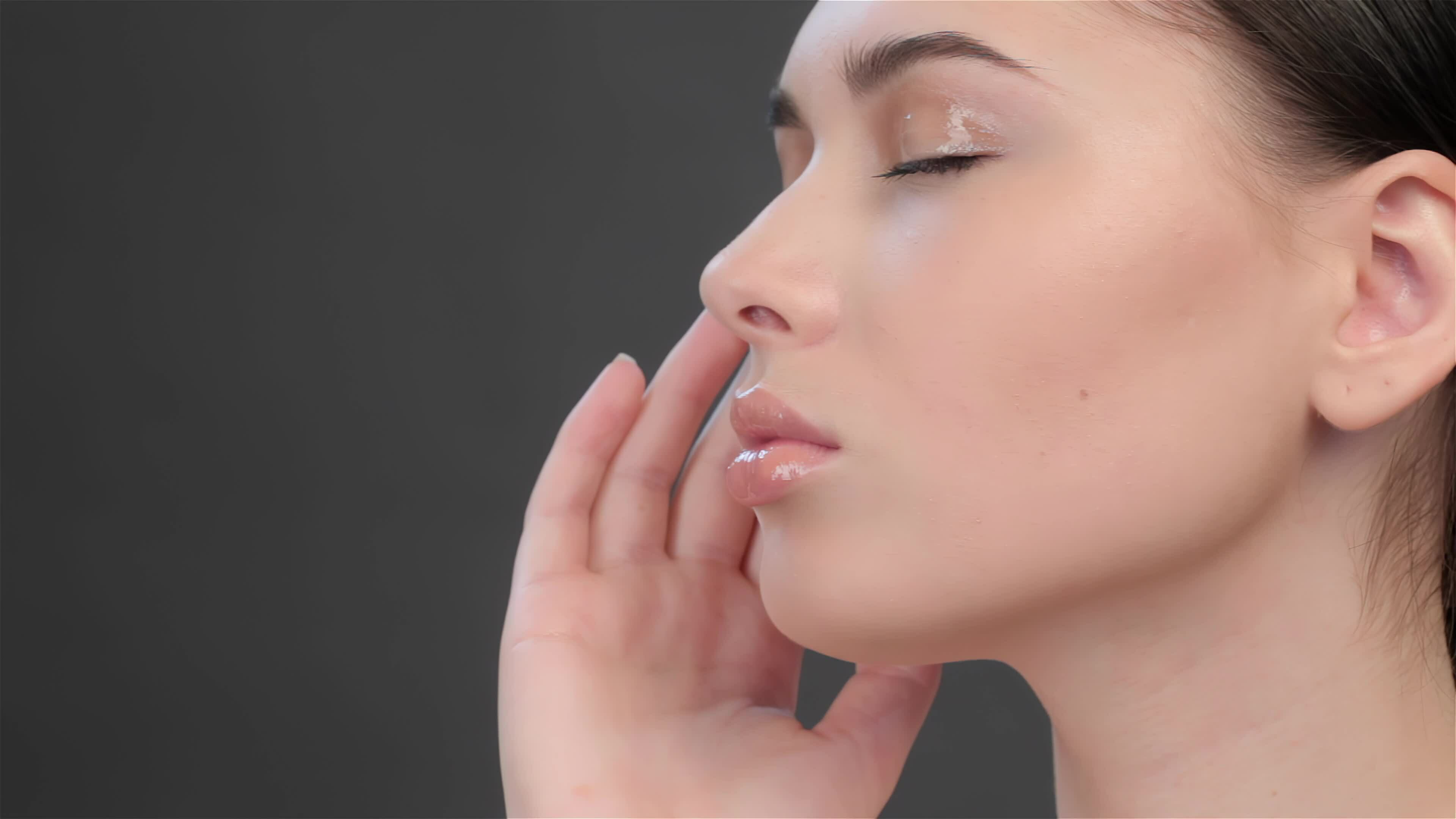 Side View Of Girl Touching Her Face 32056780 Stock Video At Vecteezy
