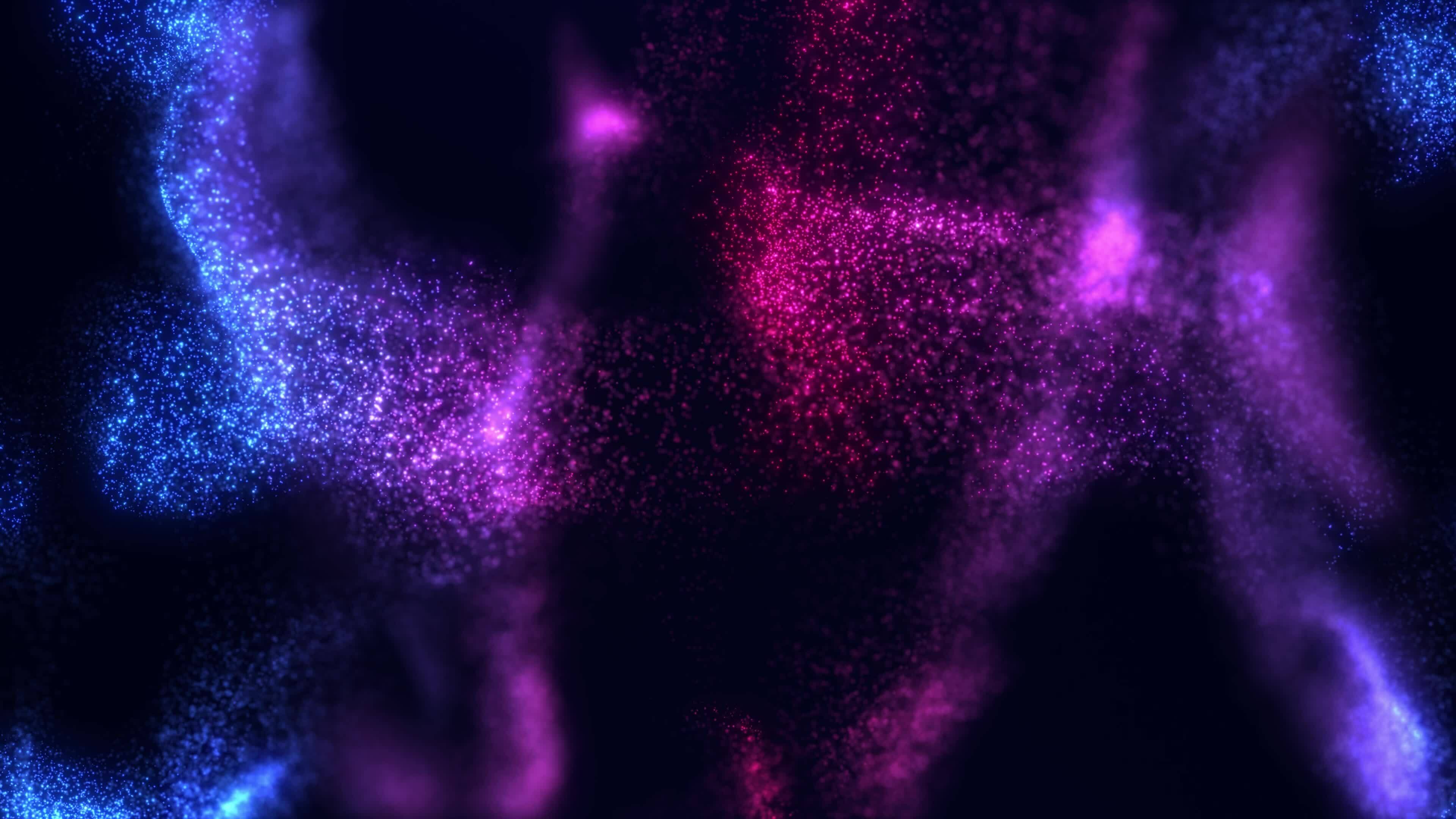 Abstract background of magical particles, the particles glow and move with wave energy ...