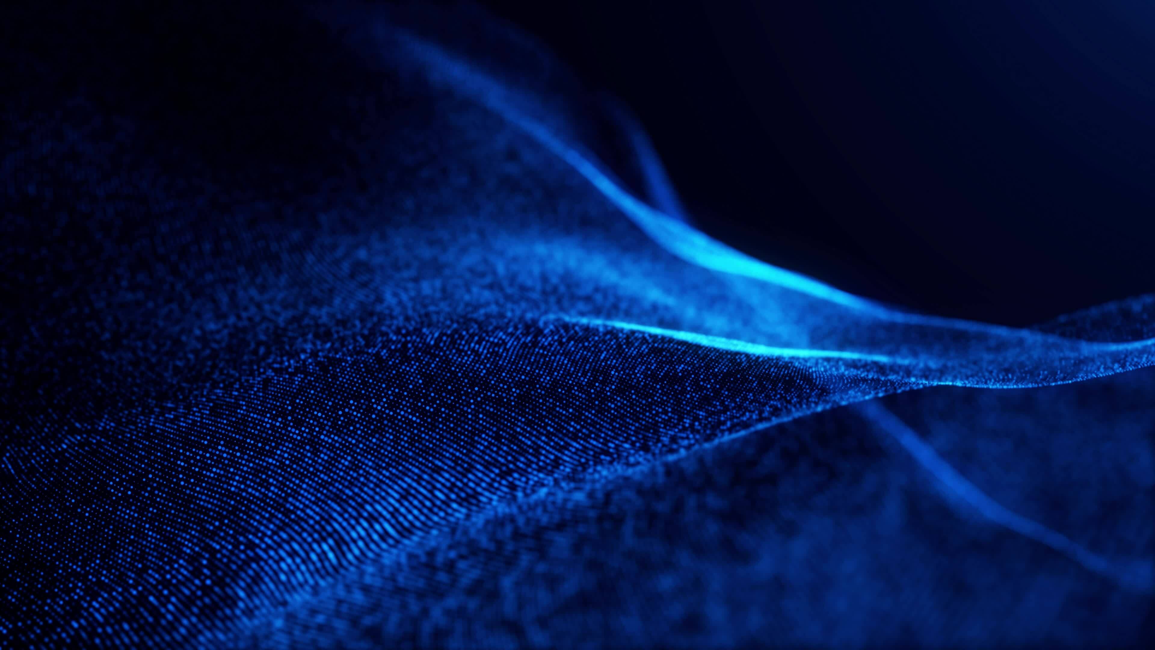 Digital waves of glowing particles and dots, abstract tech futuristic ...