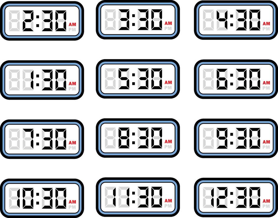 Digital Clock Numbers Vector Art, Icons, and Graphics for Free Download