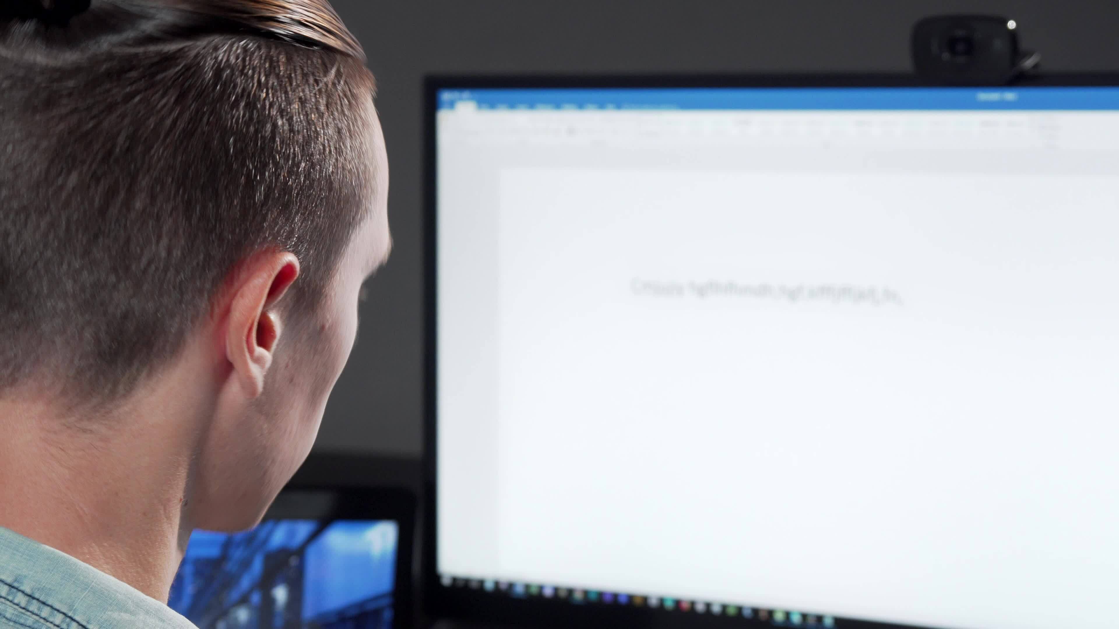 Rear View Cropped Shot Of A Computer Programmer Working Late In It Office 32694464 Stock Video