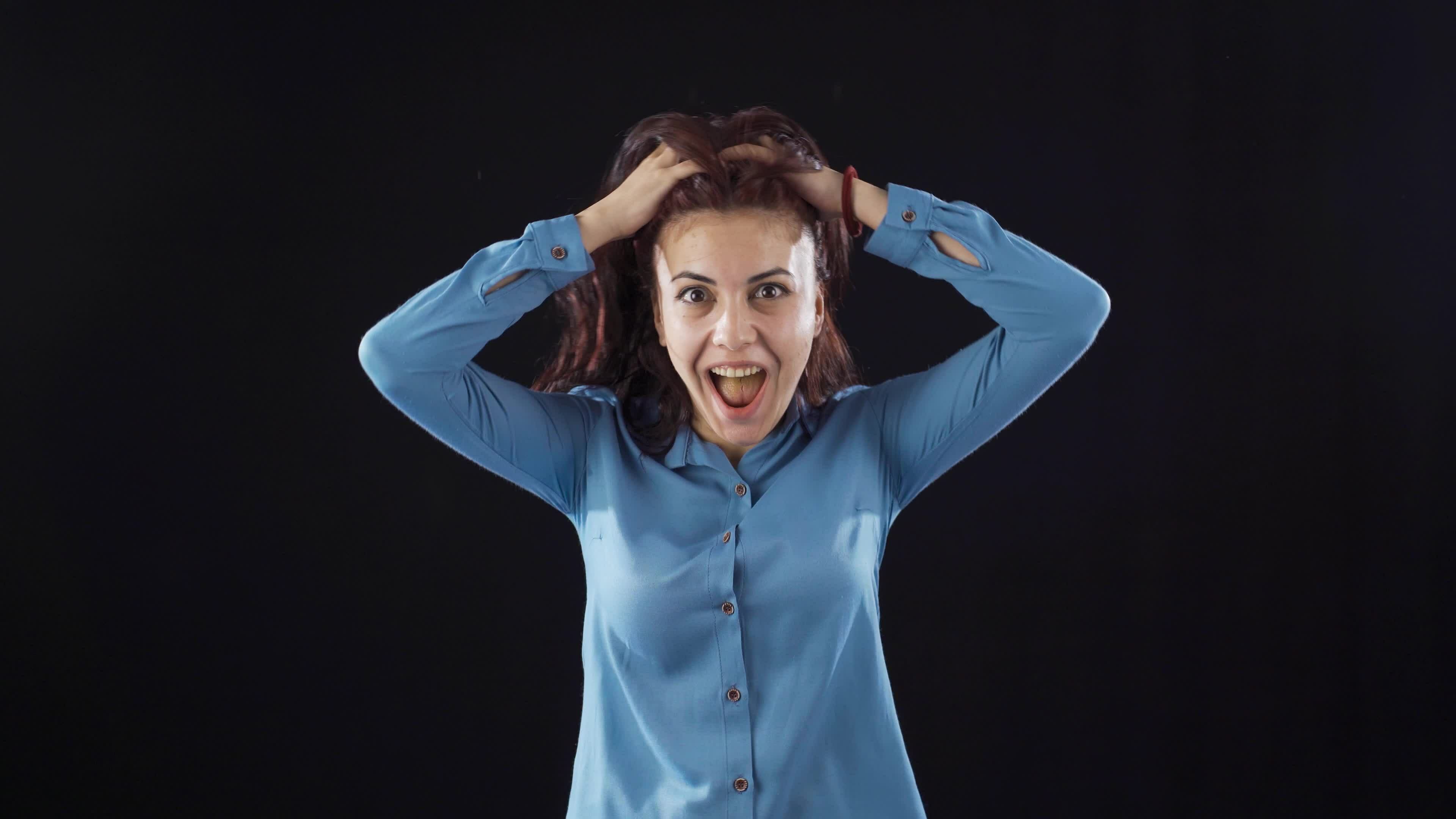 Close-up of insane woman with mental illness. 32966056 Stock Video at Vecteezy