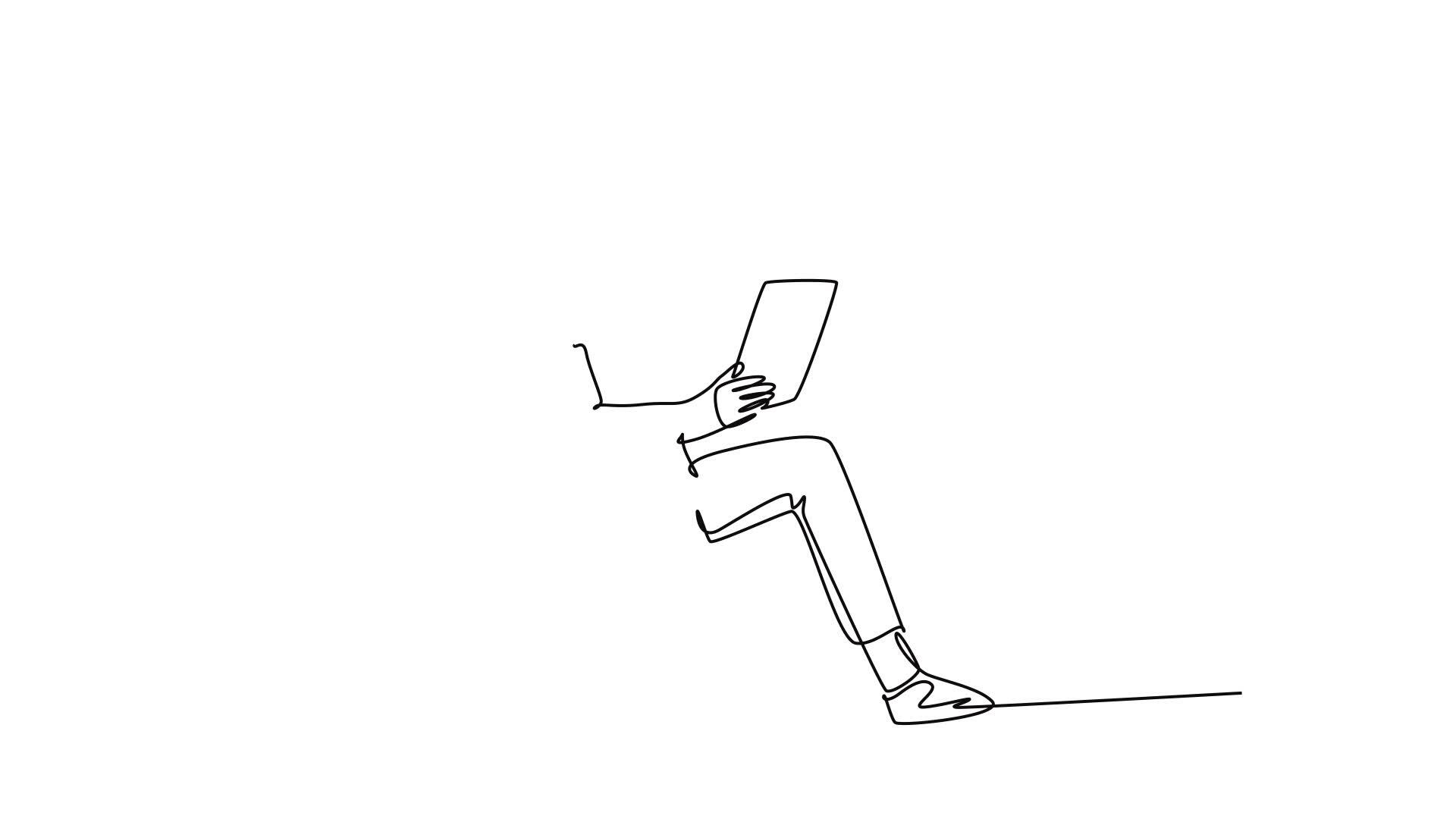 Animated self drawing of continuous line draw young happy CEO holding a ... Animated self drawing of continuous line draw young happy CEO holding a ...