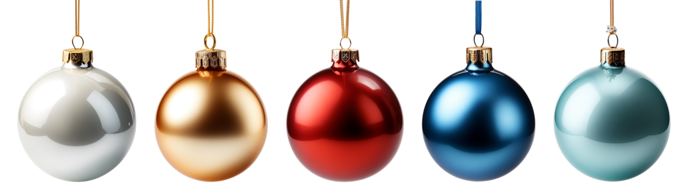 Set of a Variety of Blank Plain Christmas Tree Ornaments Isolated. Generative AI. Transparent PNG. 32998729 PNG