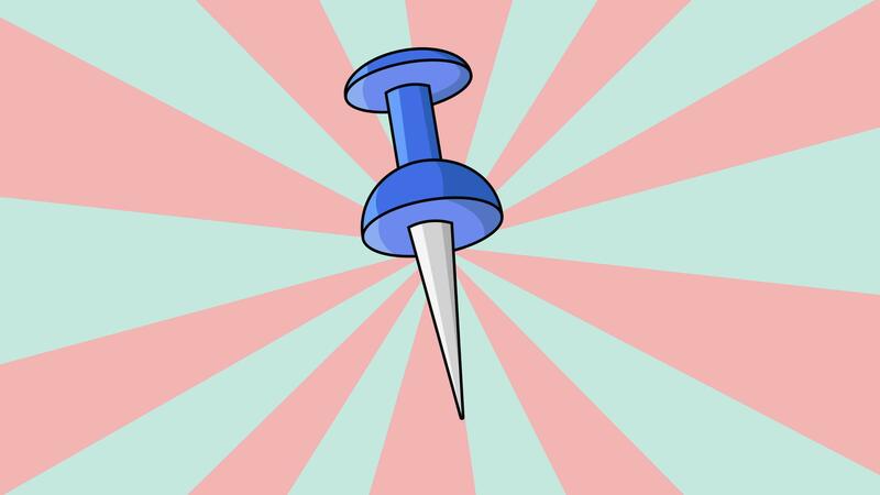 The animation forms a pin icon with a rotating background 33029449 ...