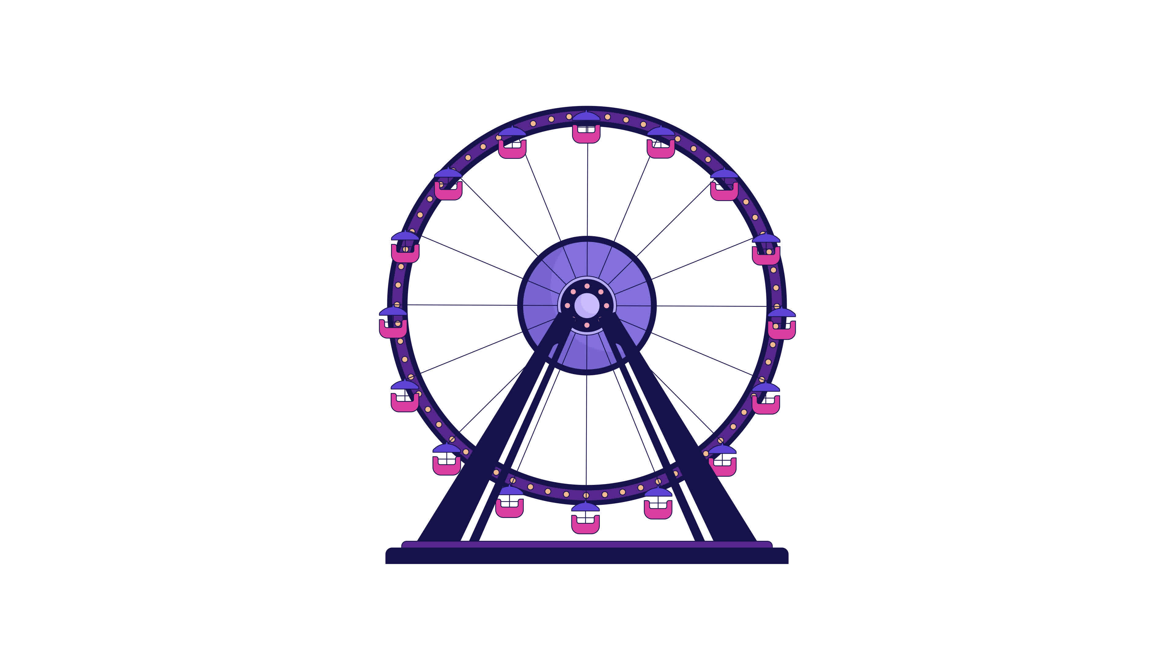 Fairground ferris wheel ride line 2D object animation. Park amusement ...