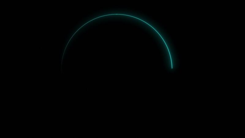 Neon circle loading bar animation isolated on black background. Futuristic light effect ...