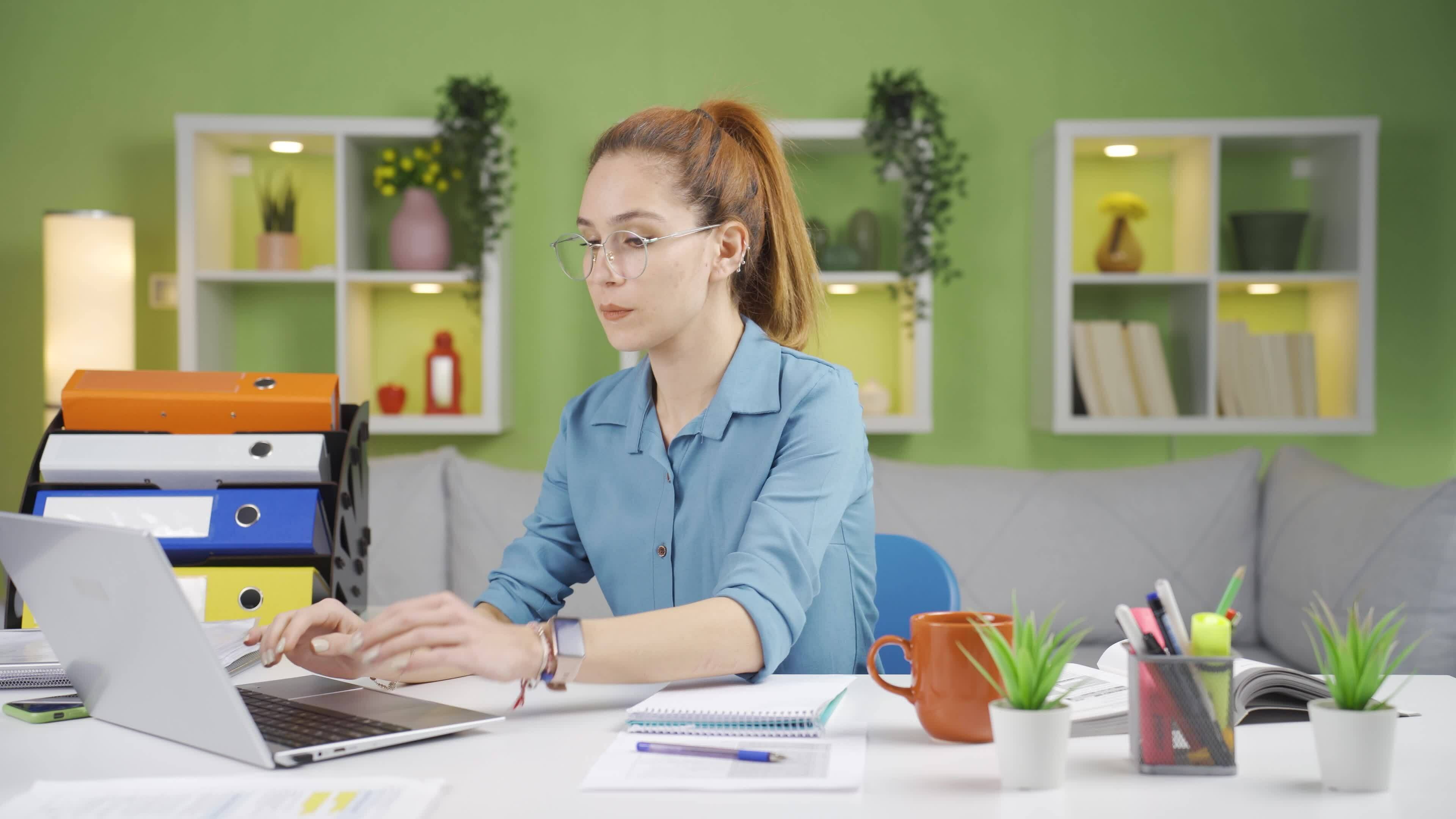 Business woman with tired eyes. 33066753 Stock Video at Vecteezy