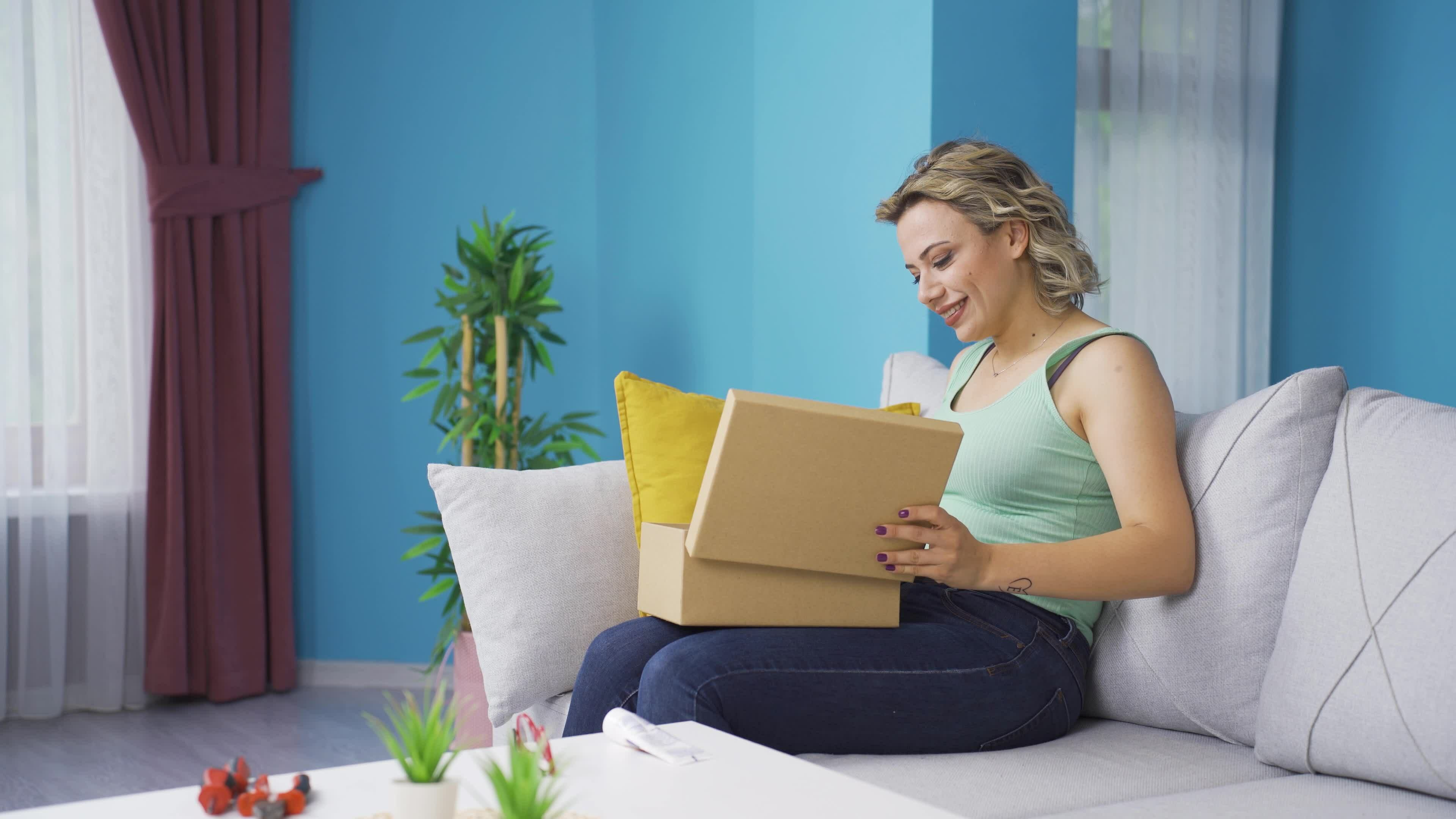 The woman who opened the cargo package. 33067012 Stock Video at Vecteezy