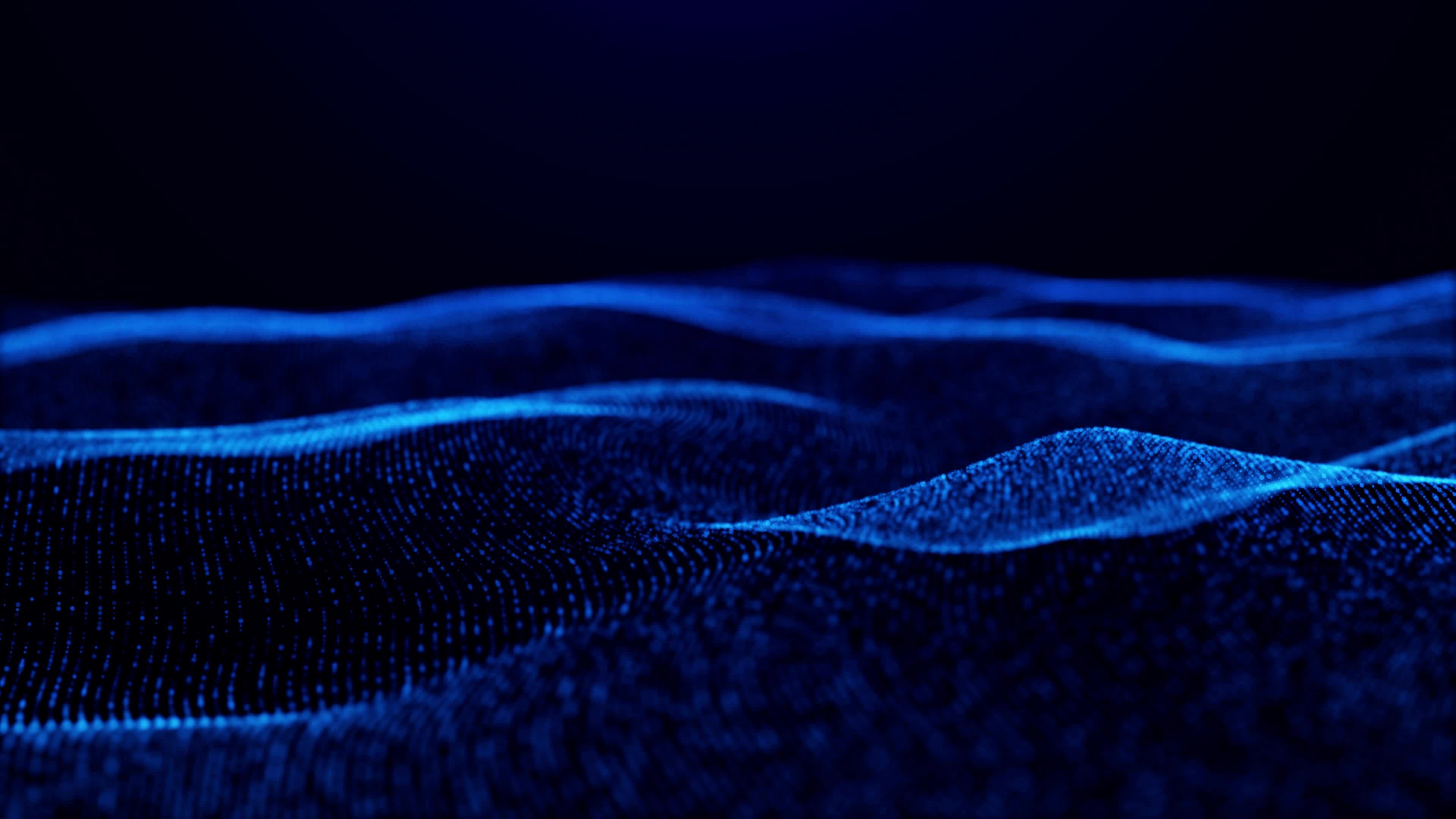 Abstract digital dynamic particle waves with light motion lights background, data flow, cyber ...