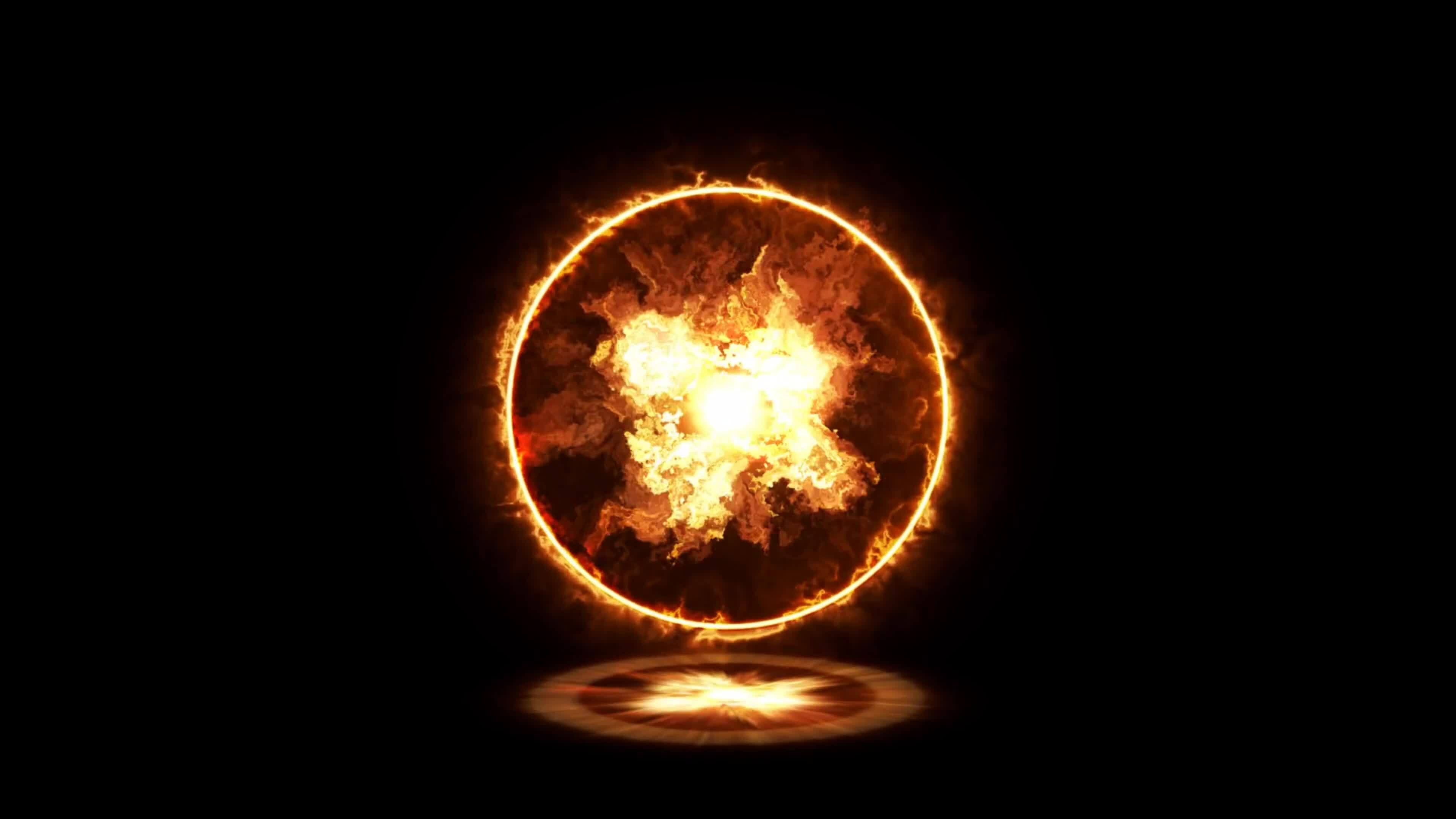 3d glowing red sphere of fire animation in the Universe. Animated 3d sphere made of shining ...