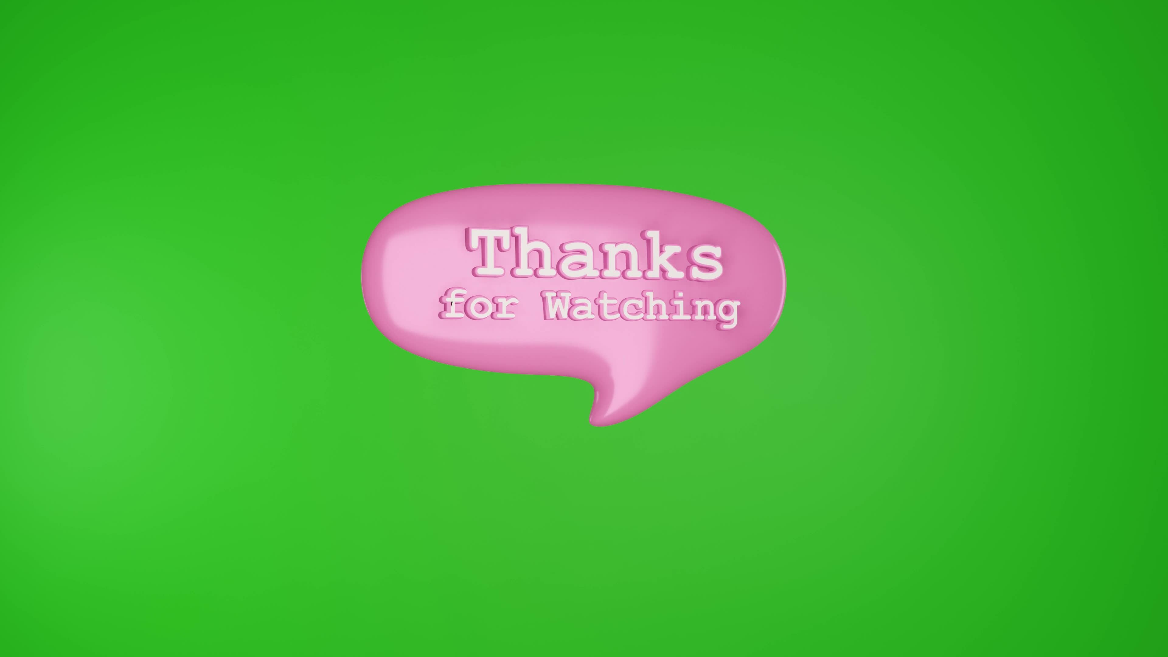 THANKS FOR WATCHING Red and White Text Glossy Green Screen. 4K 3D render seamless Loop for ...
