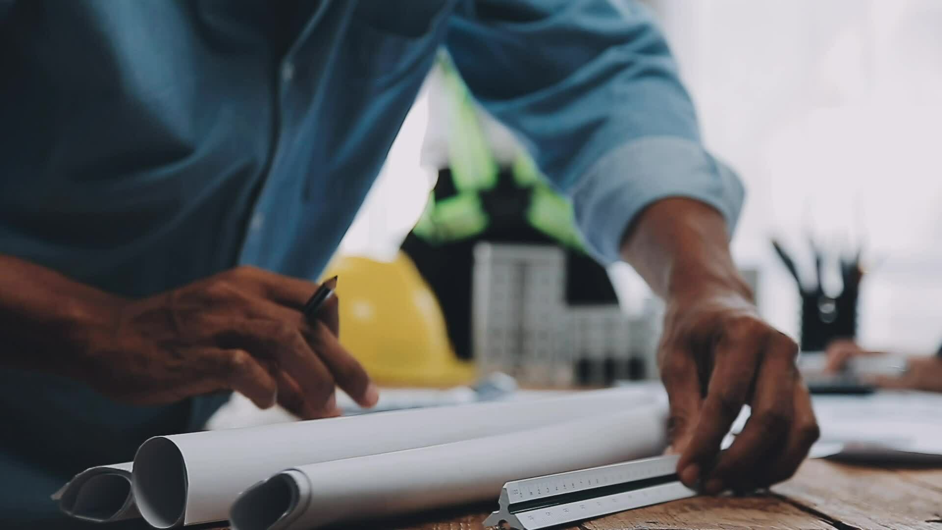 Architectural engineer team meeting Use of blueprints, construction ...