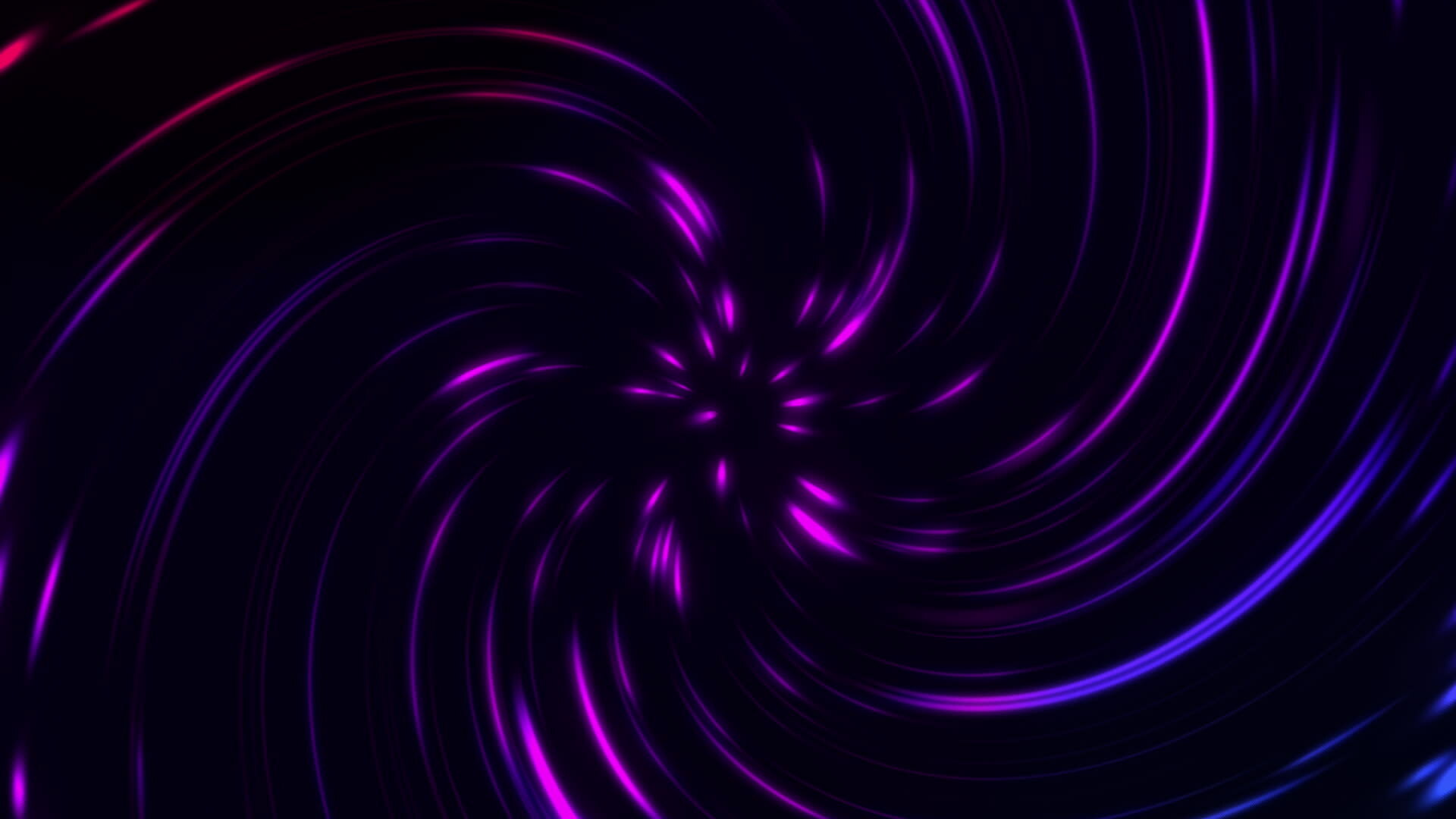 A swirling spiral of glowing neon colored light beams. Full HD and looping vibrant motion ...