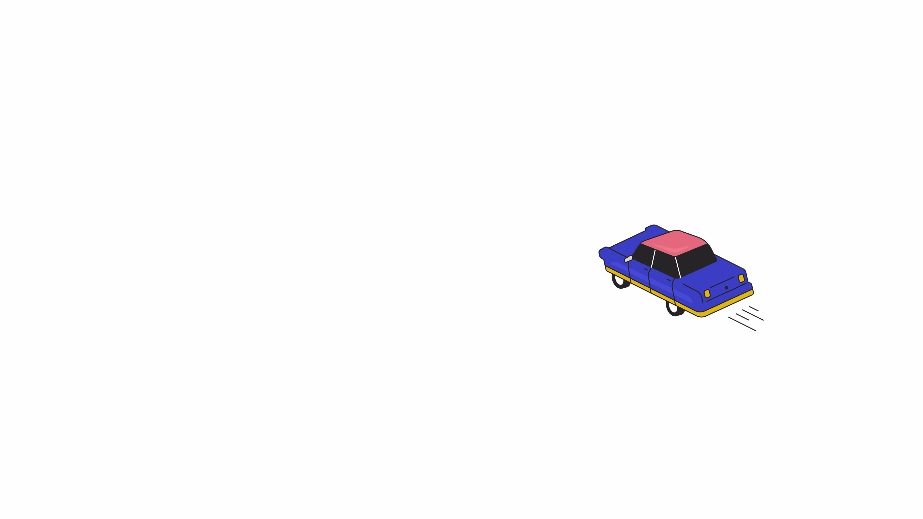 Magic levitating car rushing forward up line 2D object animation. Retro vehicle racing in air ...