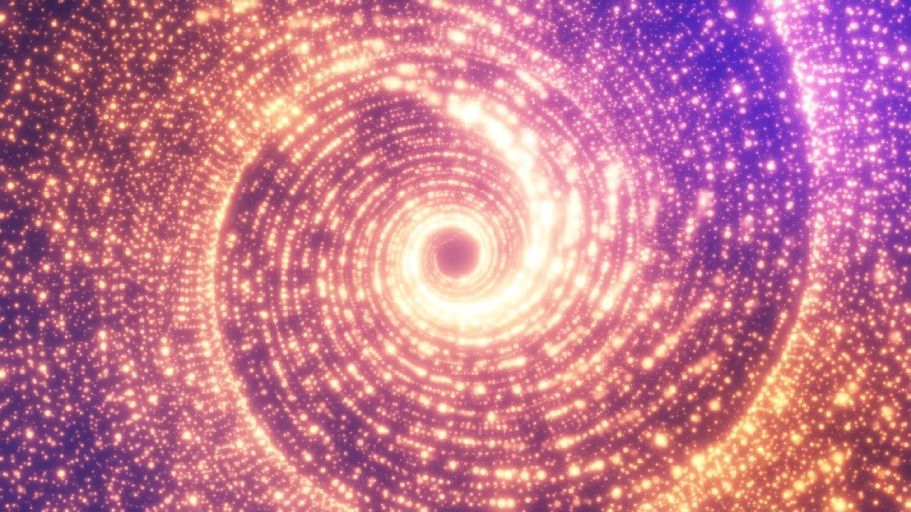 Abstract Orange Particles Background Animation Loop With A Spiral Particle Form Rotating Over A