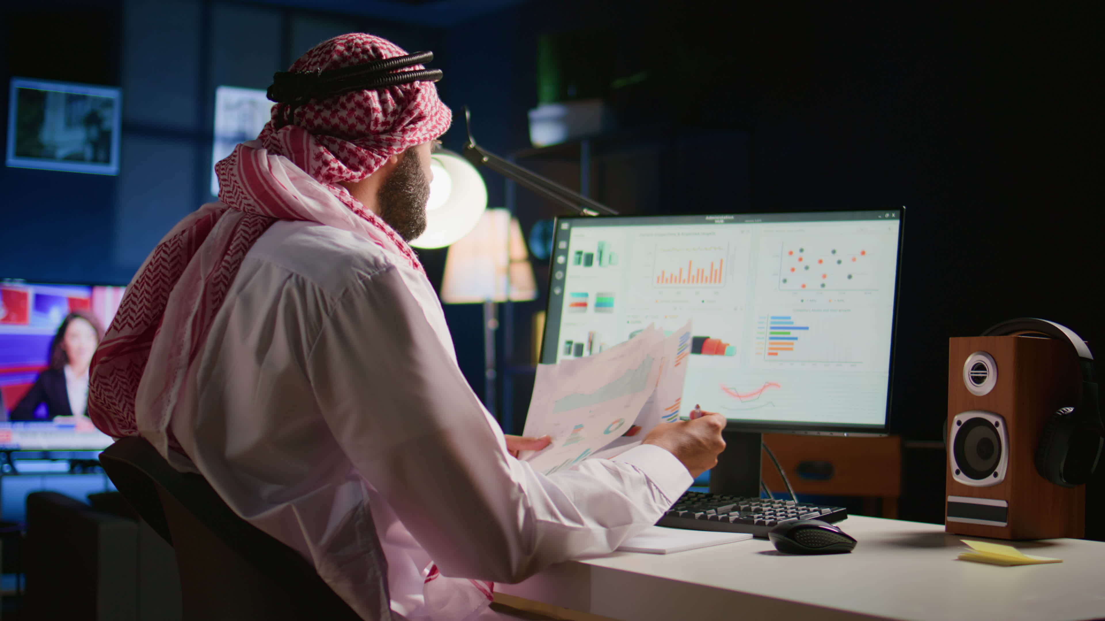 Muslim Teleworker Crosschecking Analytics Statistical Data Set With