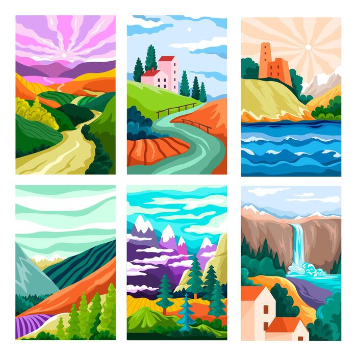 Landscape Painting Vector Art, Icons, and Graphics for Free Download