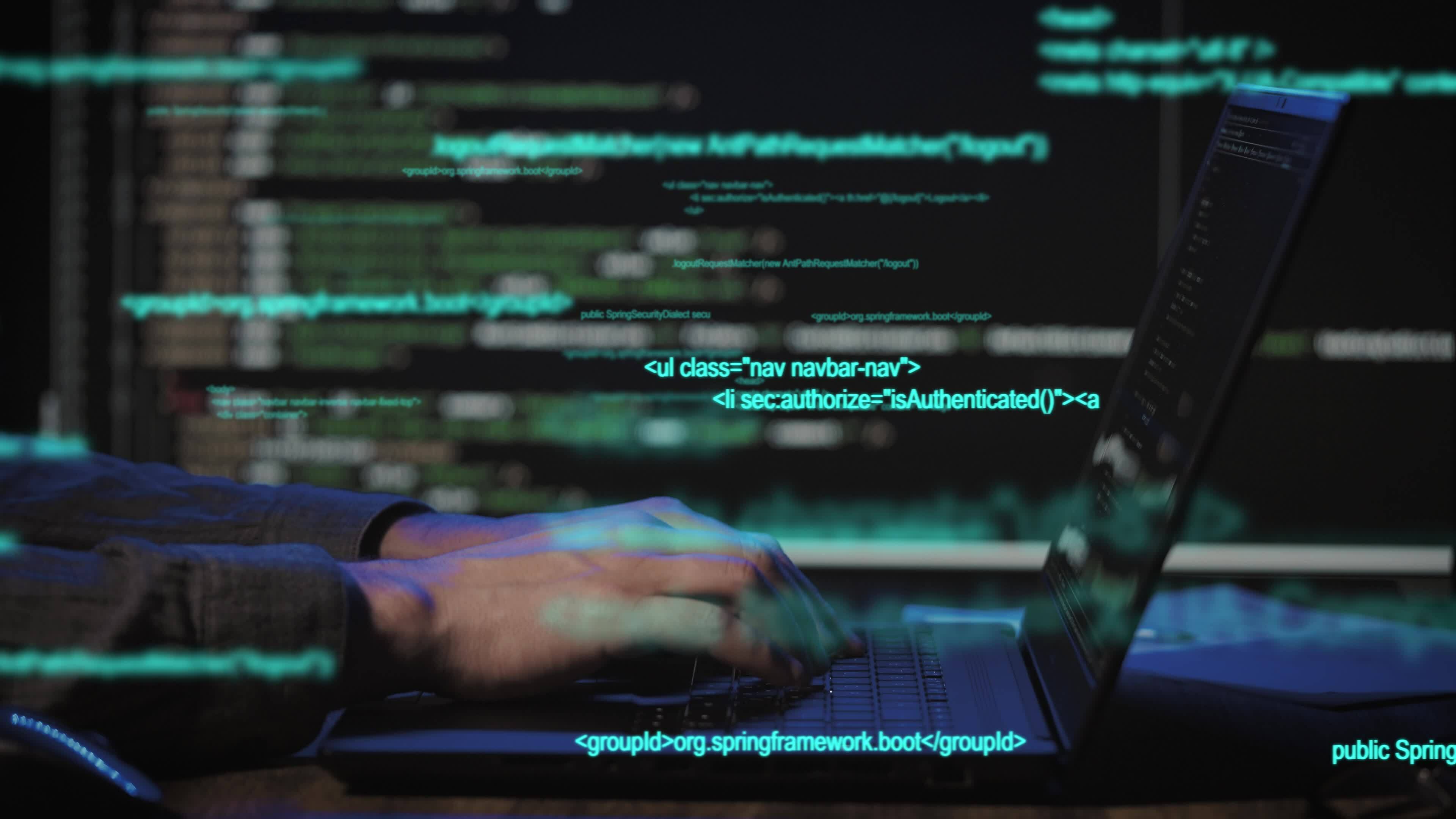 Programmers Hands And Laptop Keyboard Close Up The Developer Writes The Application Code