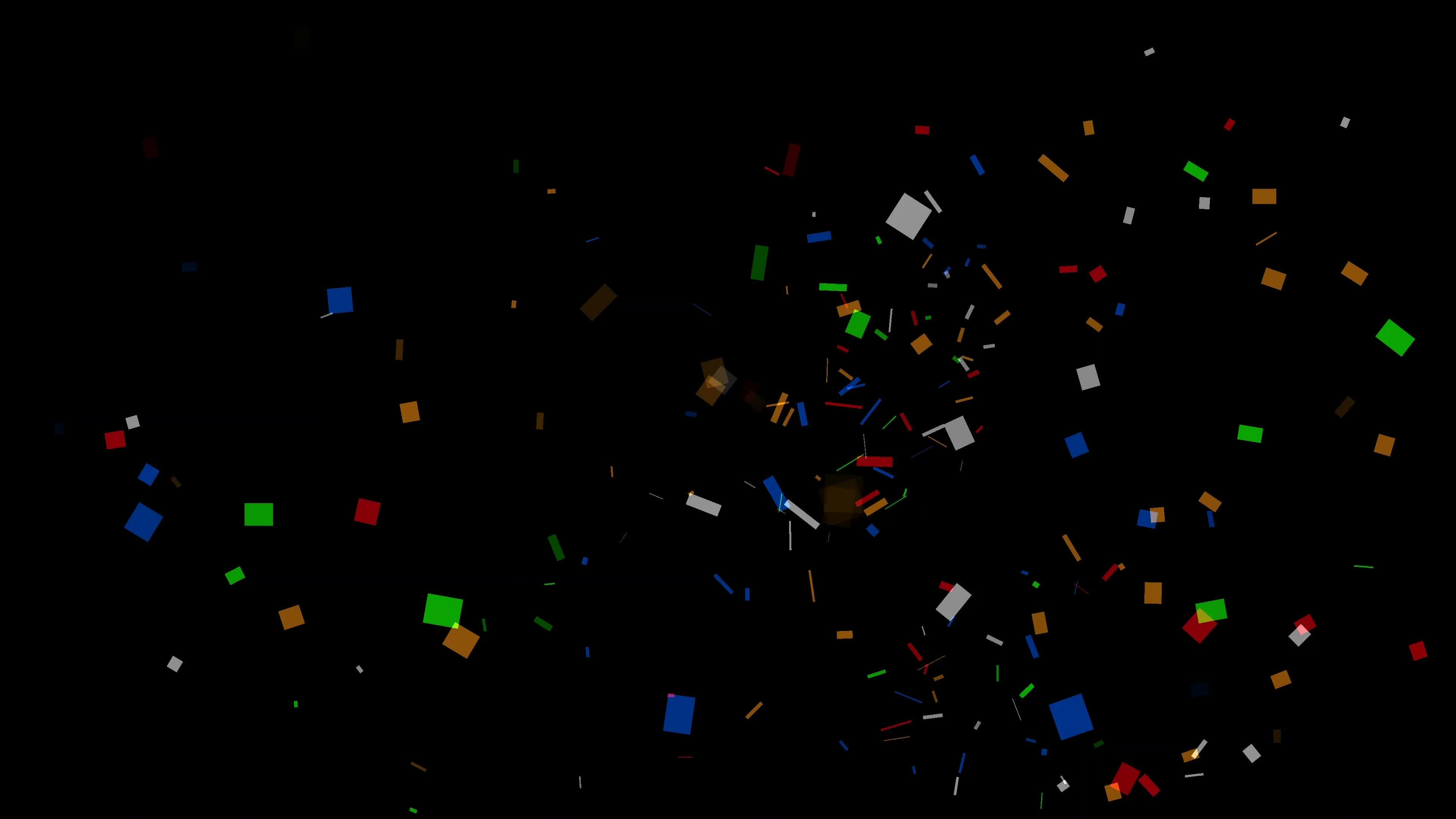 Confetti particles explosion animation on black background, party celebration colorful confetti ...