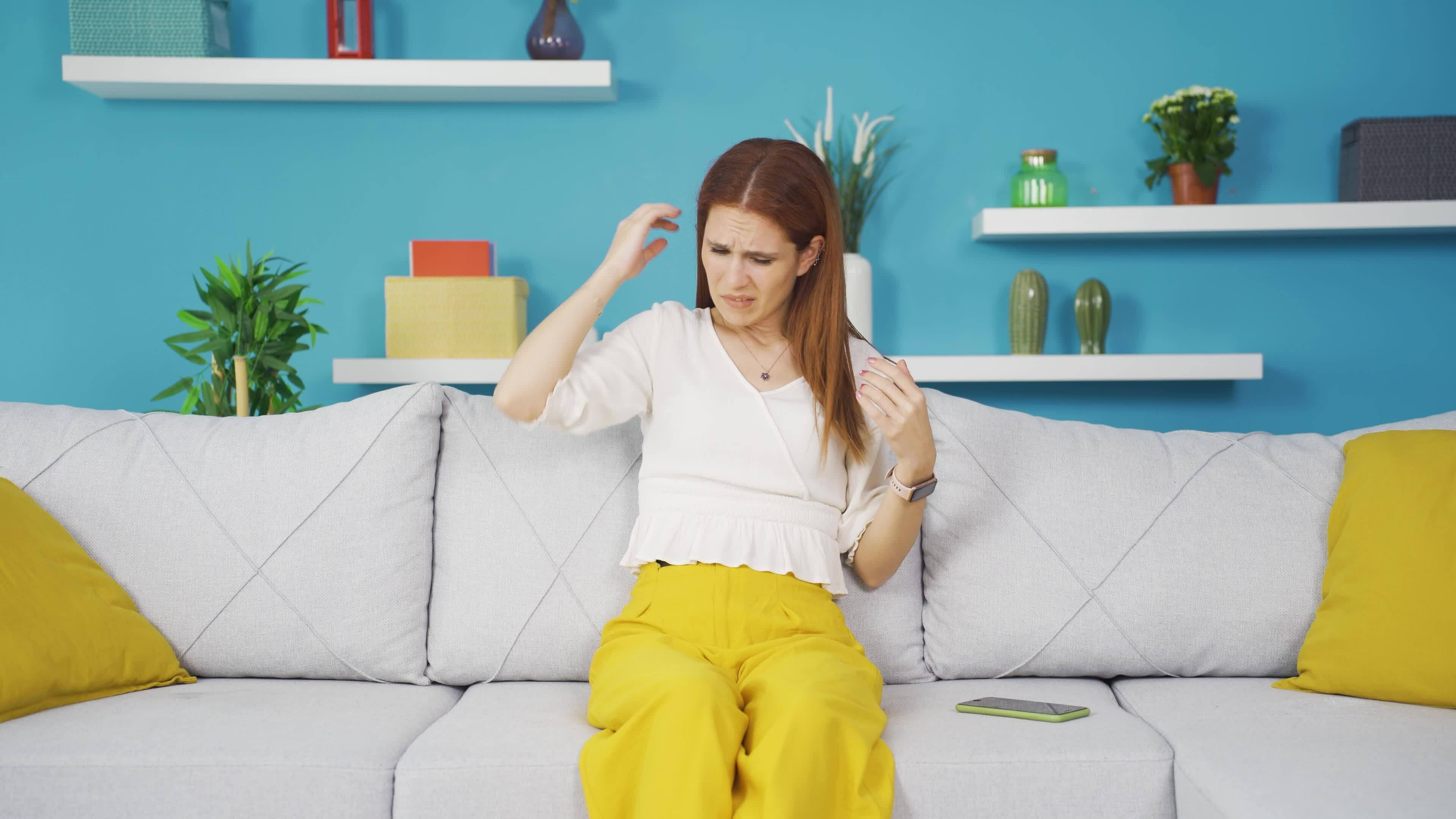 The Sweating Young Woman Smells Bad And Offensive 33547774 Stock Video