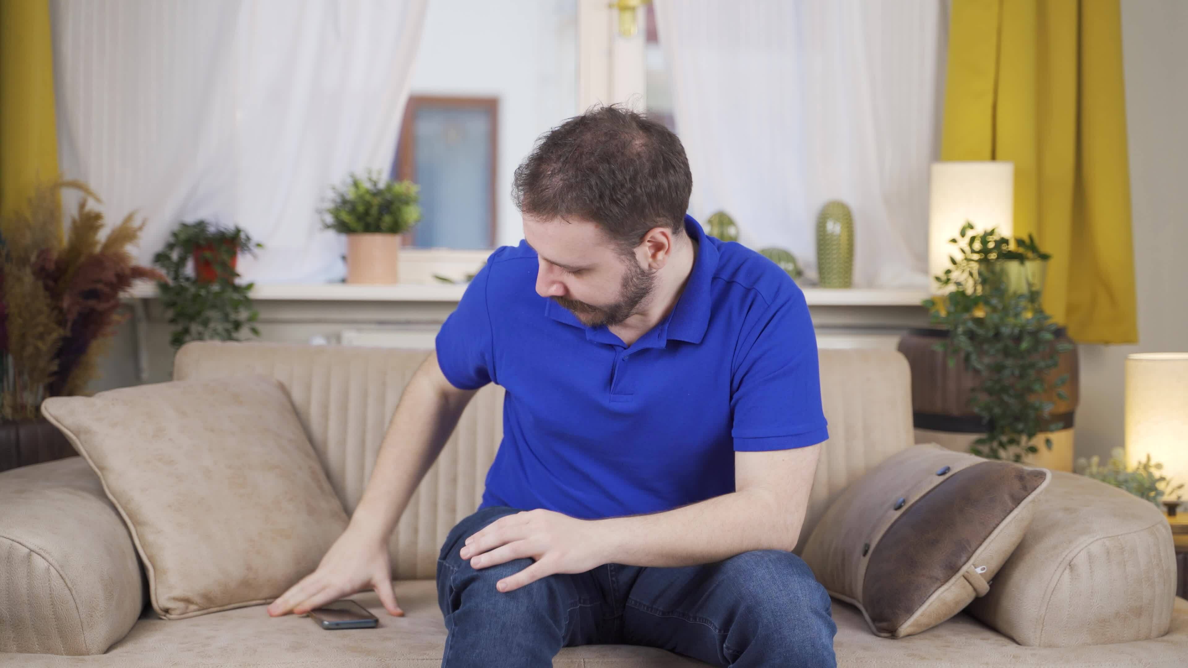 Nervous man stressed and thoughtful. 33551211 Stock Video at Vecteezy