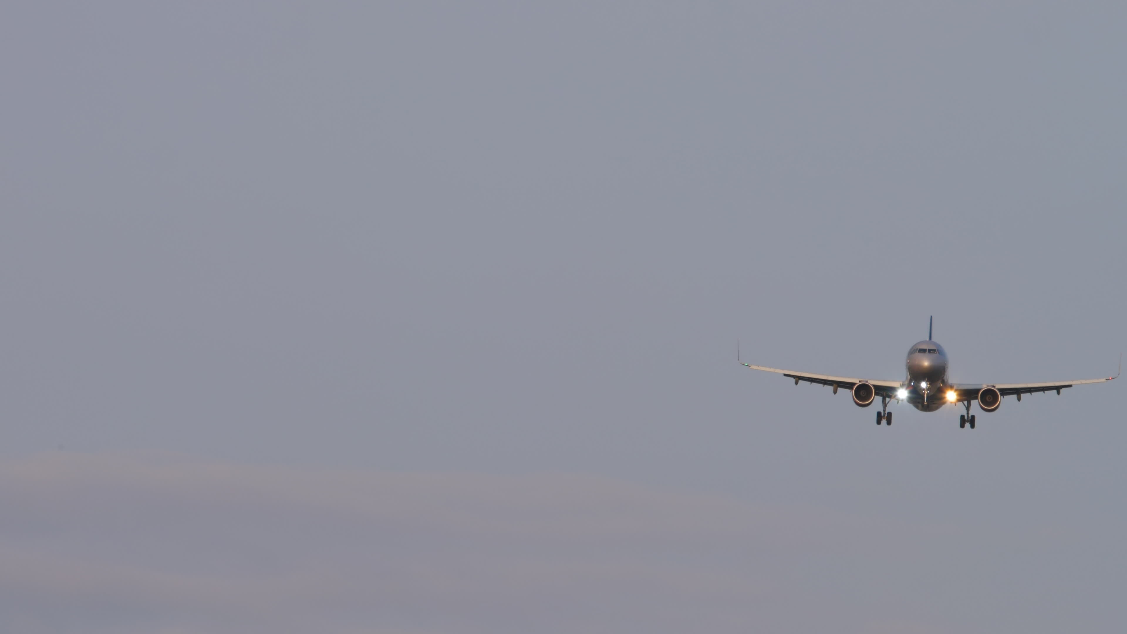 Jet Plane Approaching Landing Front View Airliner Descent Arrival