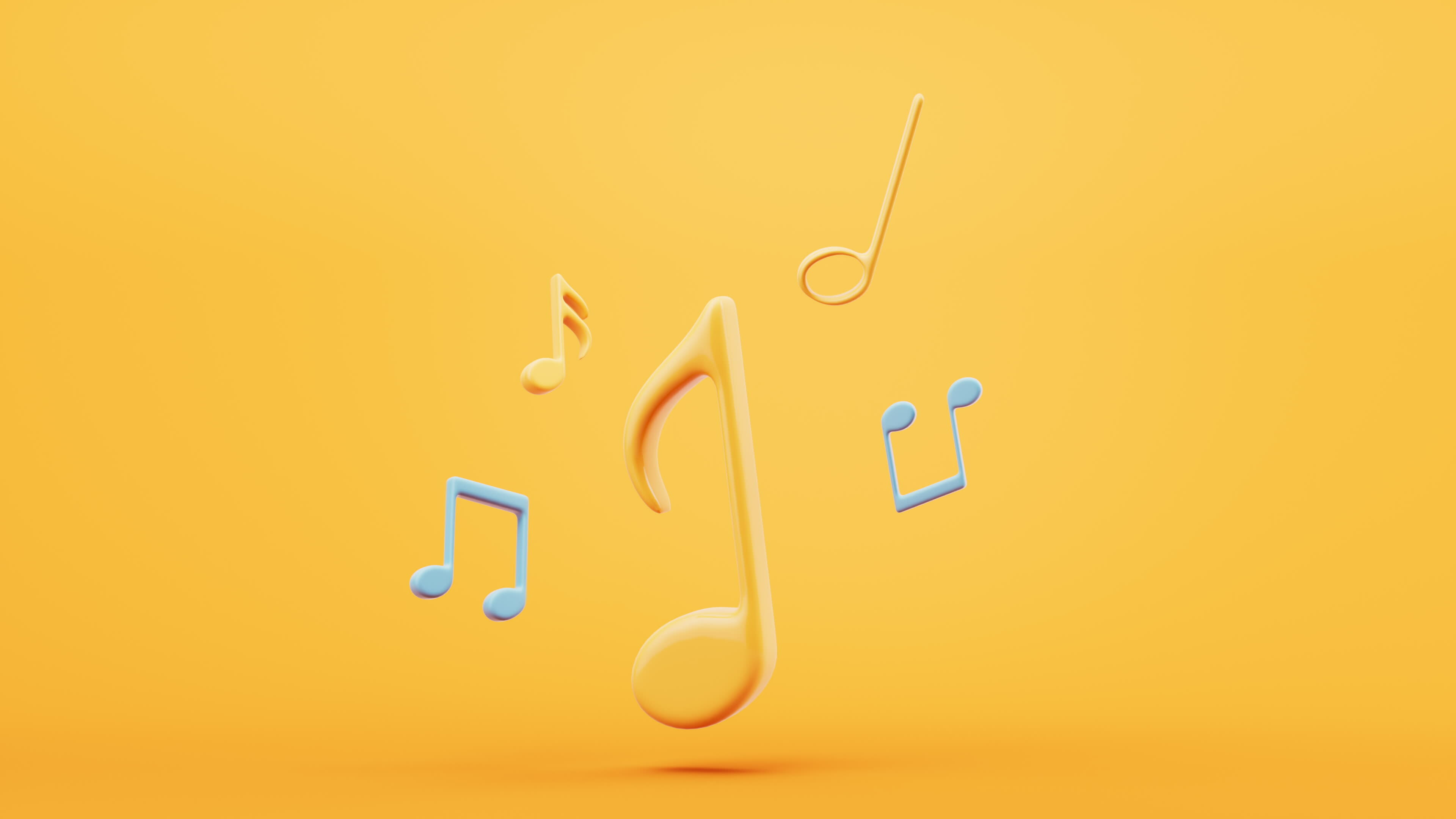 Loop animation of music notes with cartoon style, 3d rendering ...