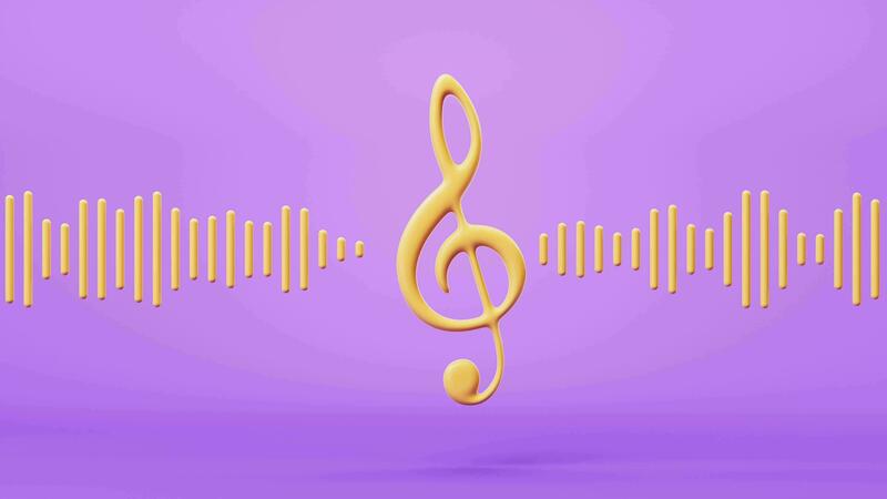 Loop animation of music notes with cartoon style, 3d rendering ...