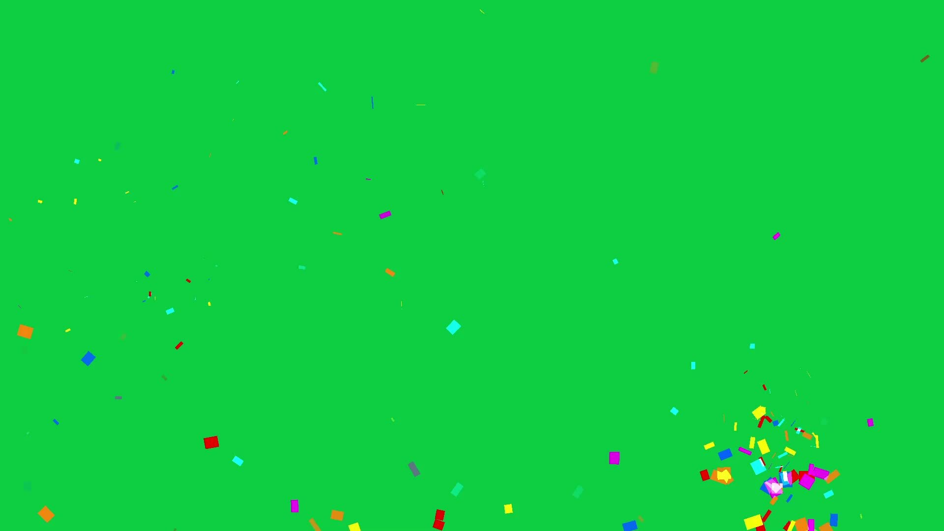 Confetti particle explosion animation overlay effect on green screen background for party ...