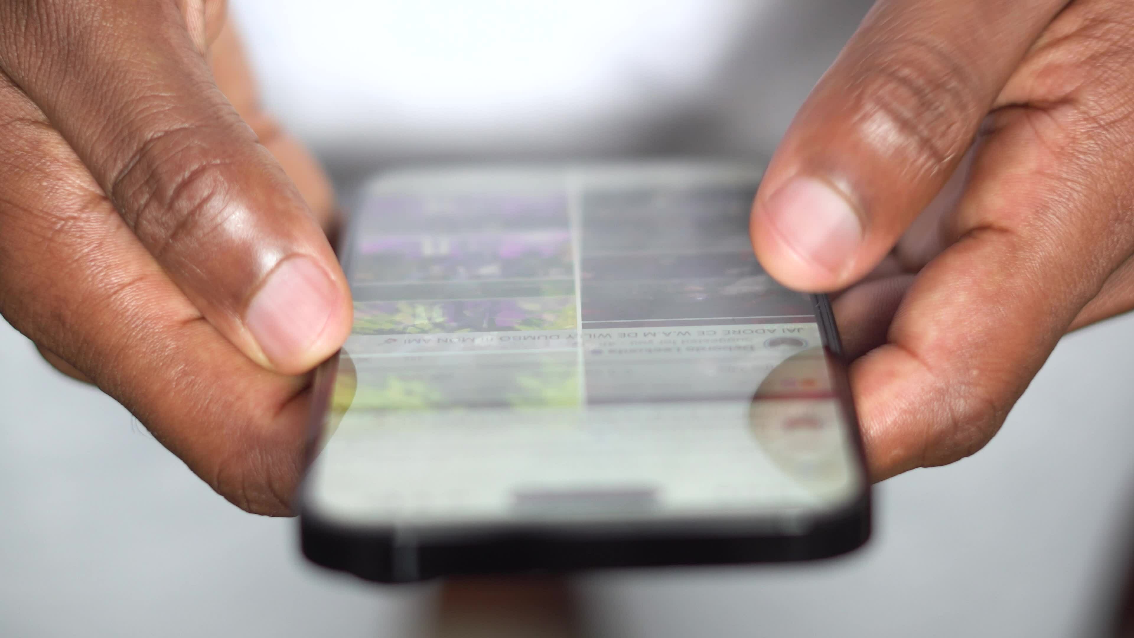 Finger touching scroll page app on mobile phone Social media and marketing concept 33955185 ...