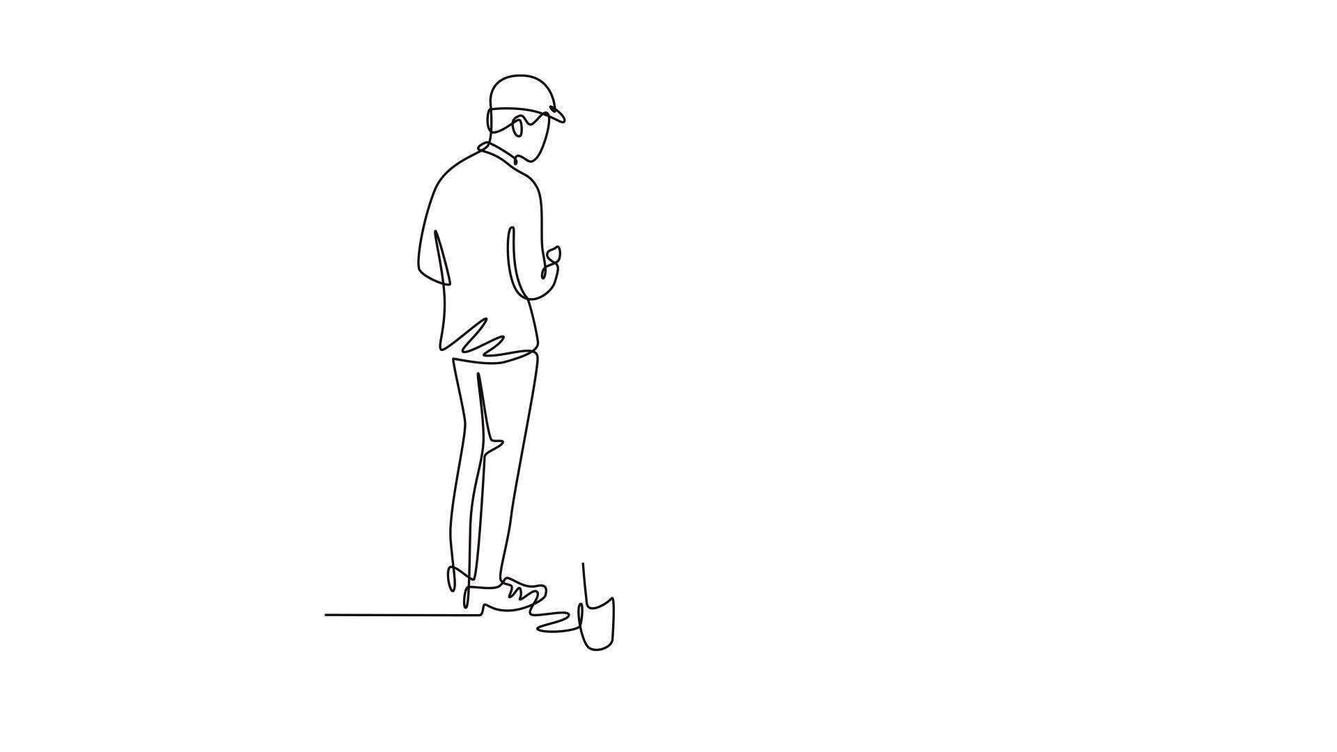 Self Drawing Animation Of Single Line Draw Back View Architect And Foreman Brainstorming About