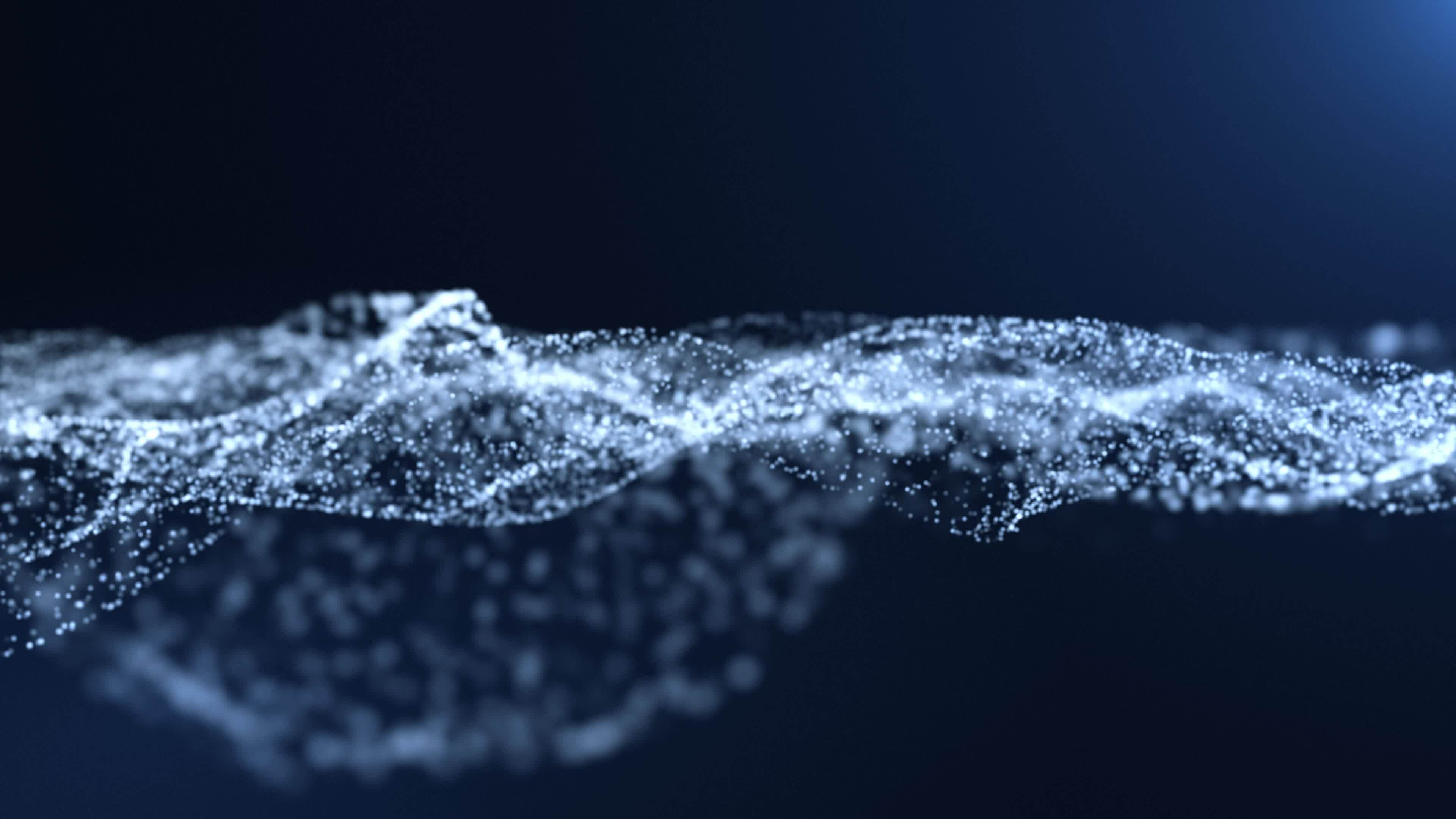 Abstract Digital Dynamic Particle Waves With Light Motion Lights