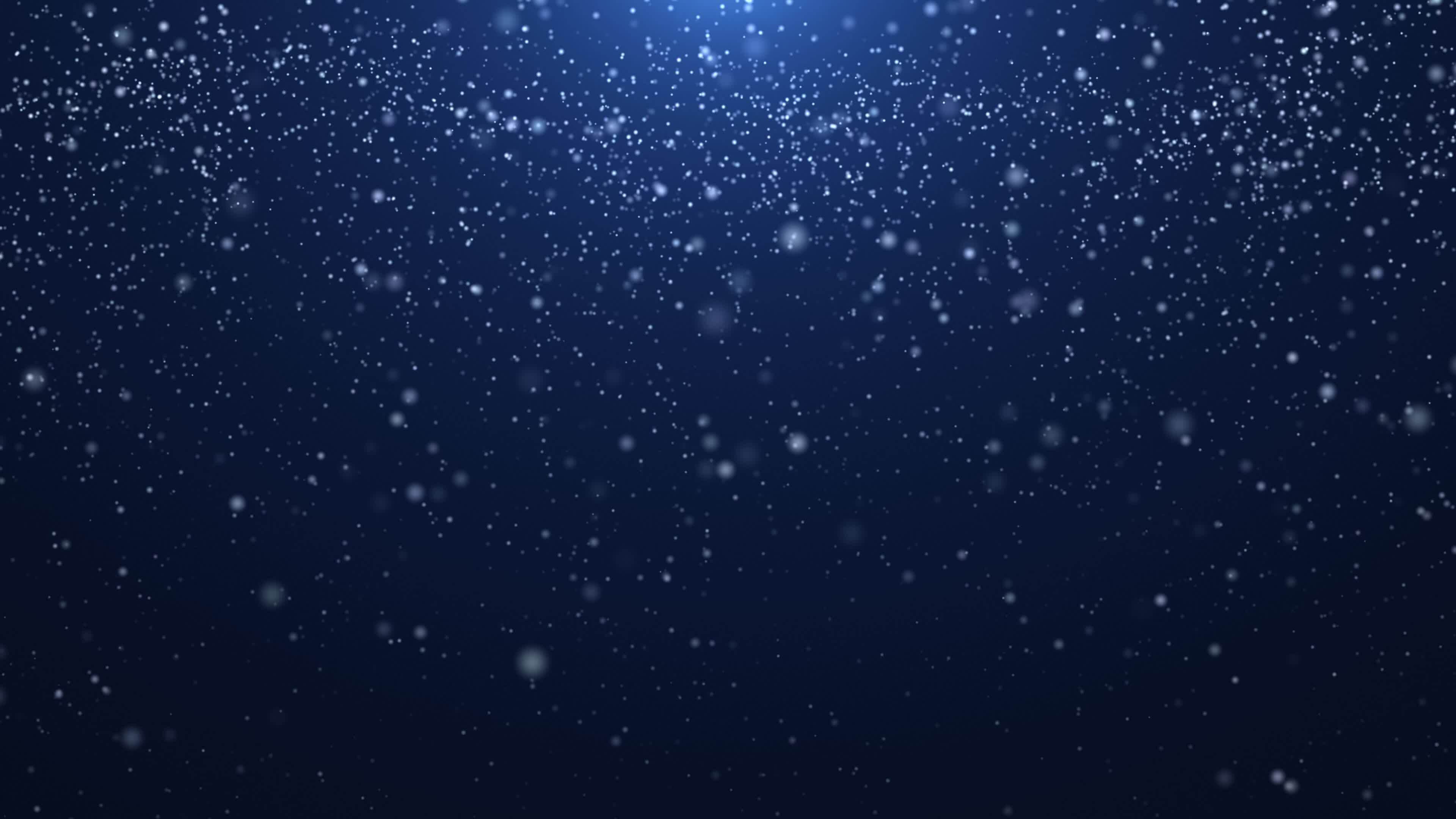 Flying snow on a blue background. 4K motion graphics. snowfall overlay, background - winter ...