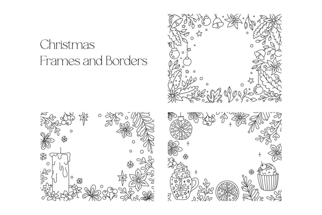 Christmas Border Black And White Vector Art, Icons, and Graphics for ...