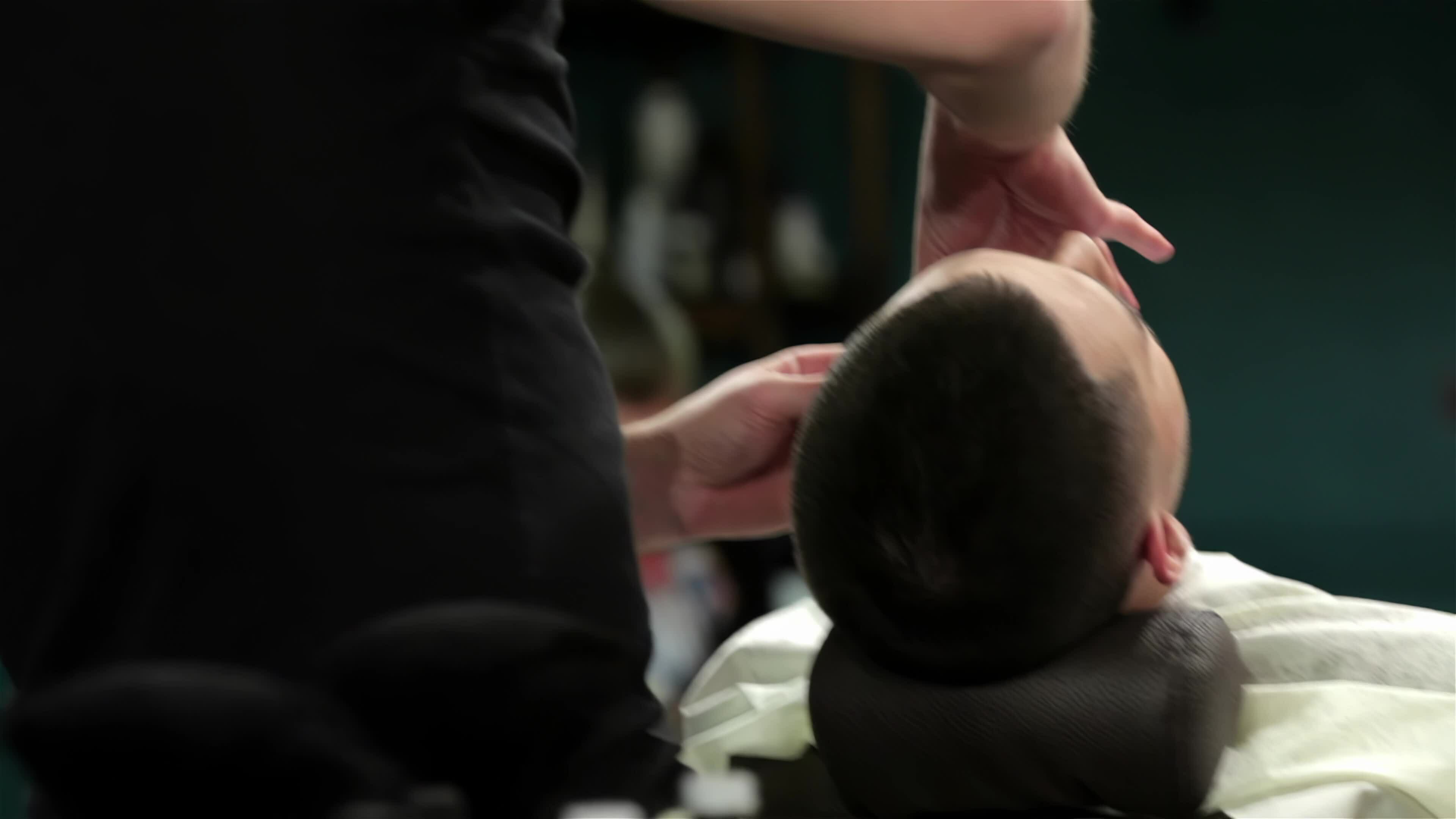Handsome Man Getting His Beard Shaved In A Barber Shop 34134829 Stock