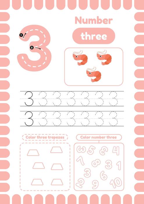 Page 2 | Number Three Tracing Worksheets Vector Art, Icons, and ...